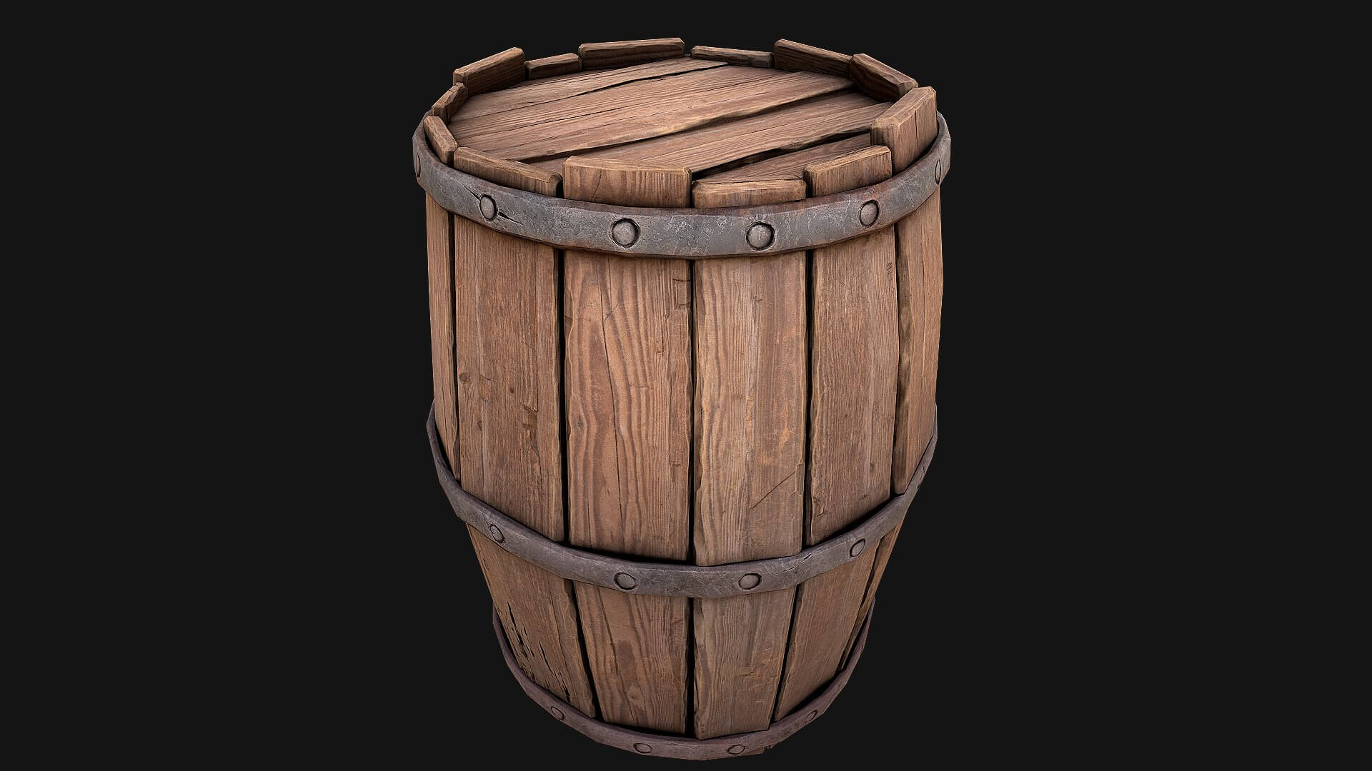 Medieval Wooden Barrel - 3D Model by Dereza