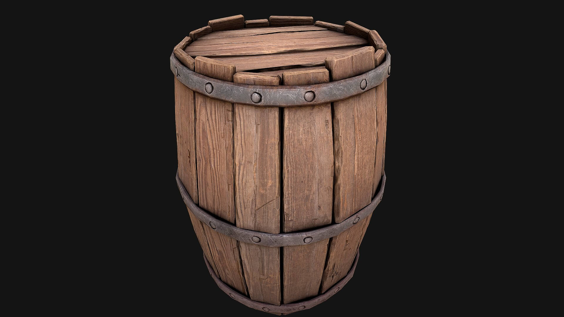 Medieval Wooden Barrel - 3D Model by Dereza