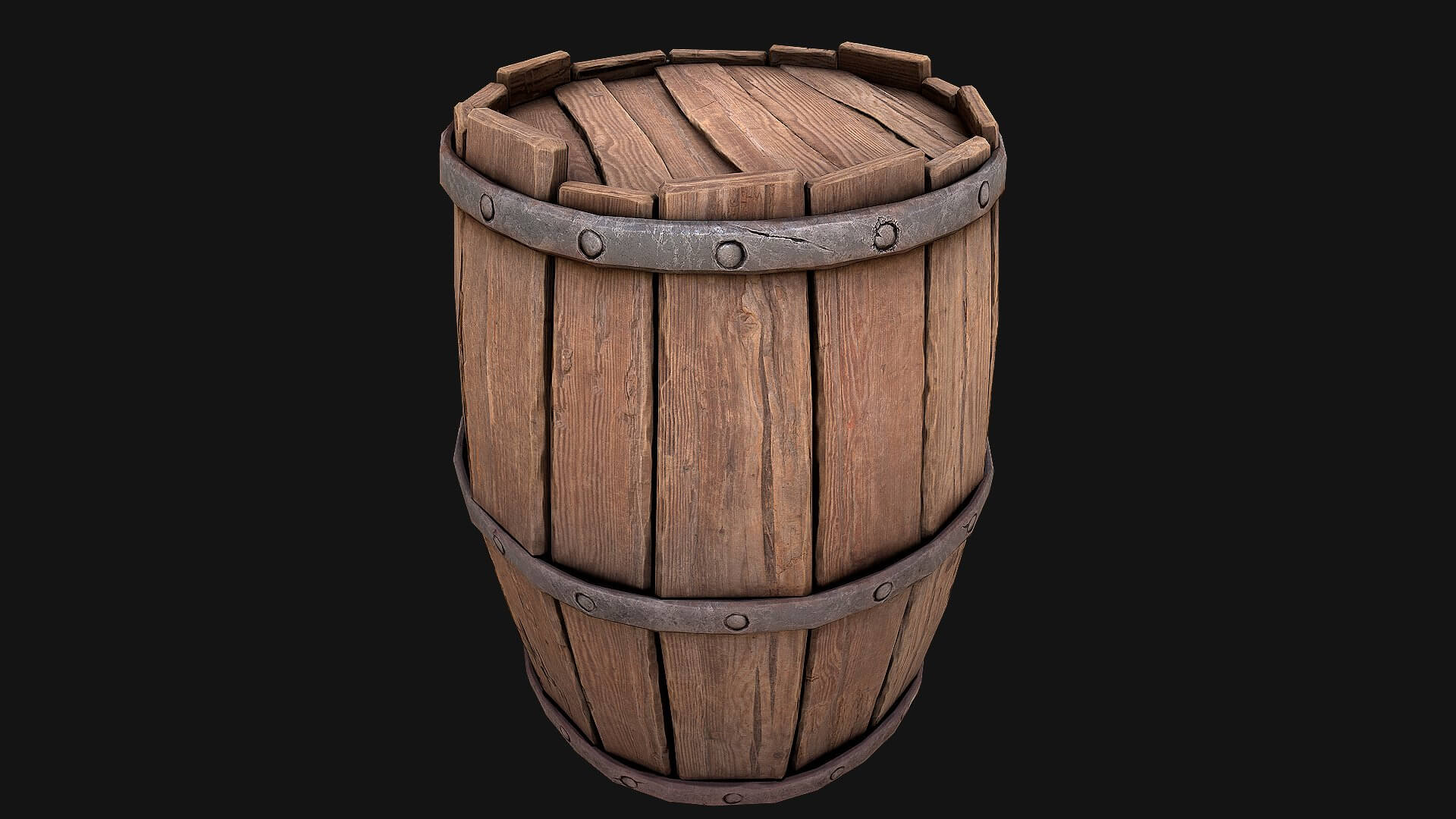 Medieval Wooden Barrel - 3D Model by Dereza