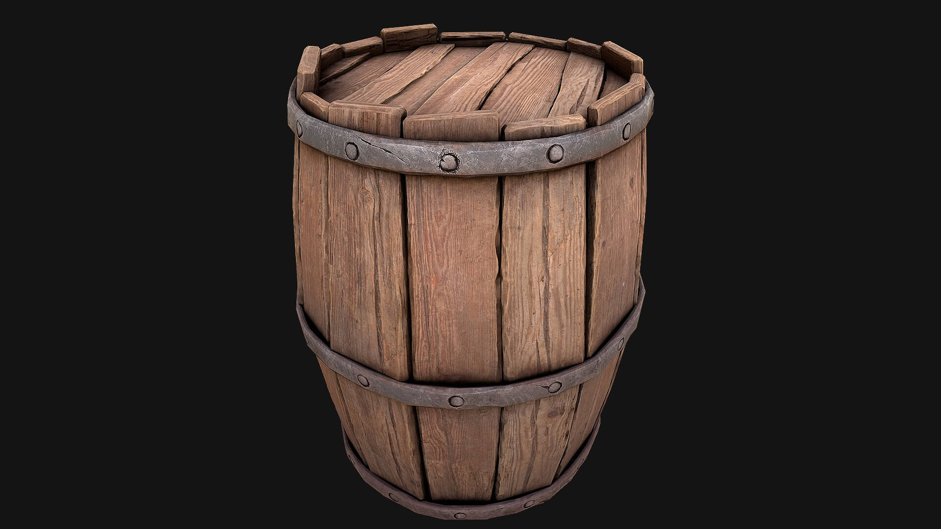 Medieval Wooden Barrel - 3D Model by Dereza