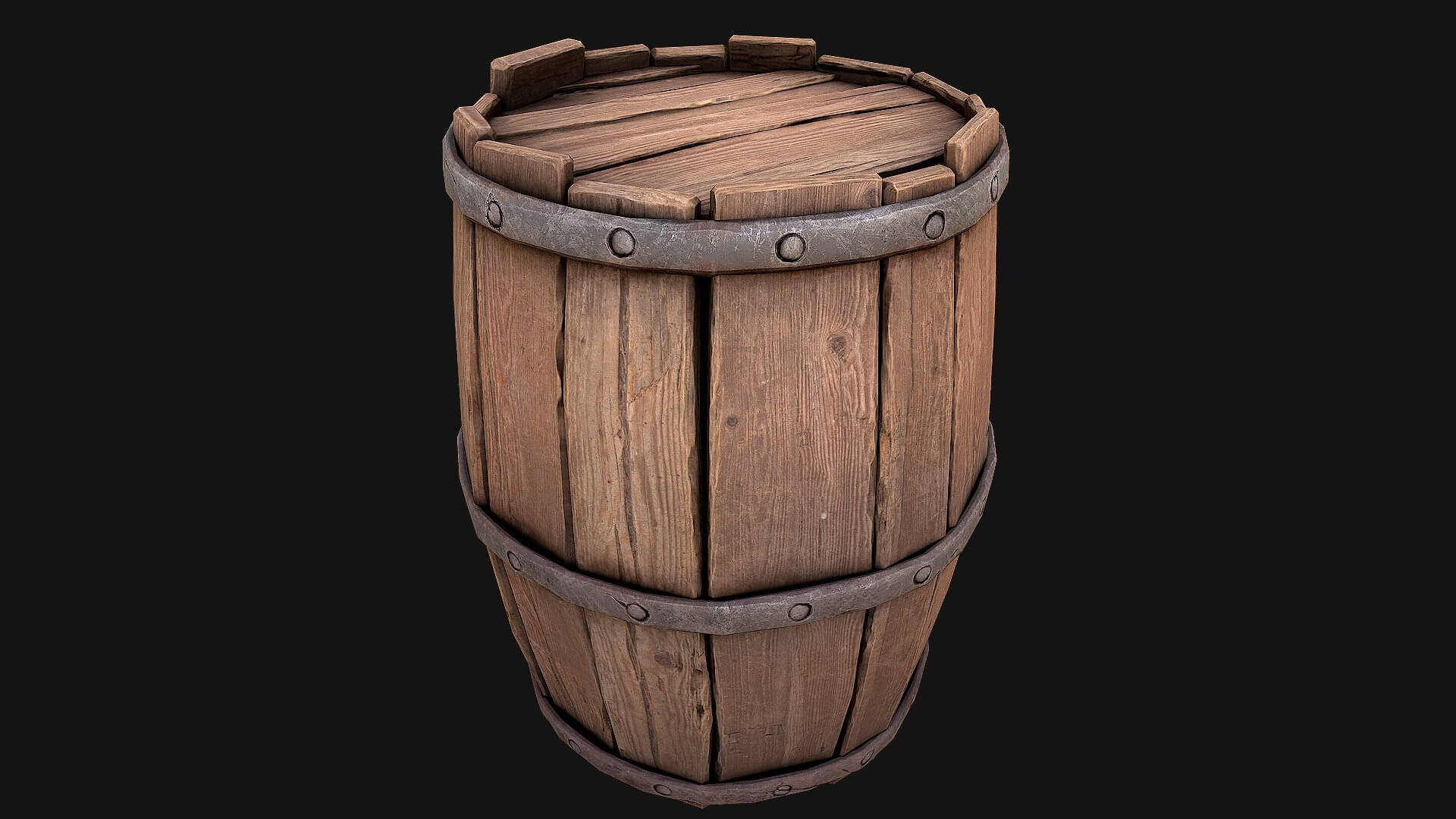 Medieval Wooden Barrel - 3D Model by Dereza