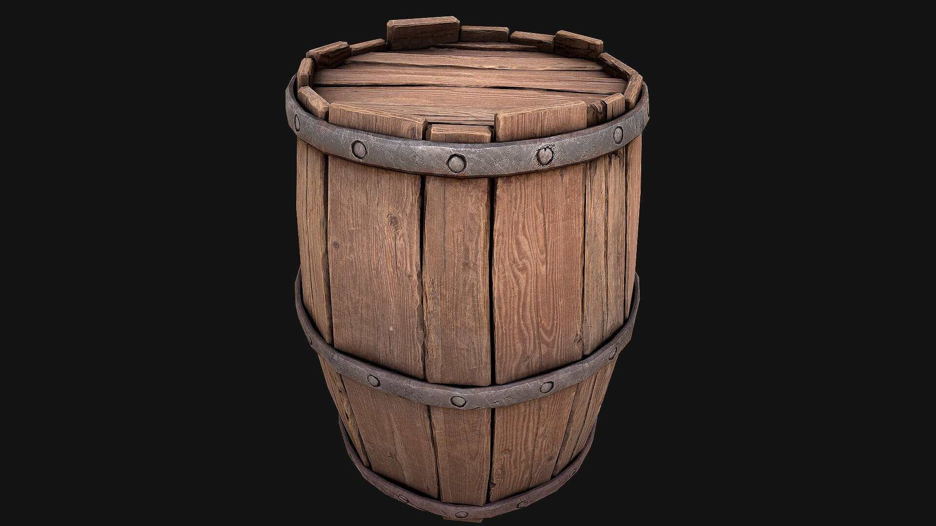 Medieval Wooden Barrel - 3D Model by Dereza
