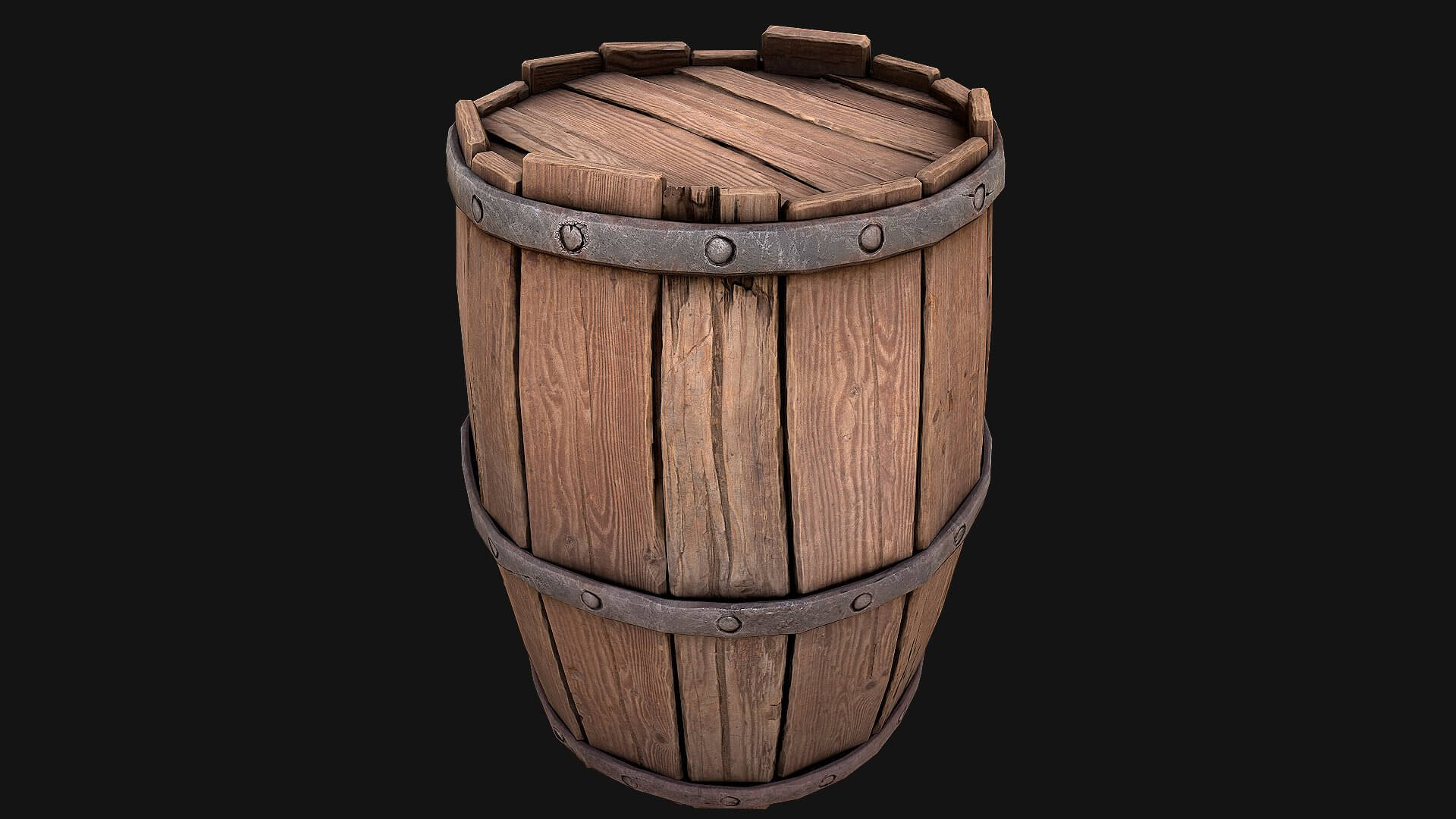 Medieval Wooden Barrel - 3D Model by Dereza