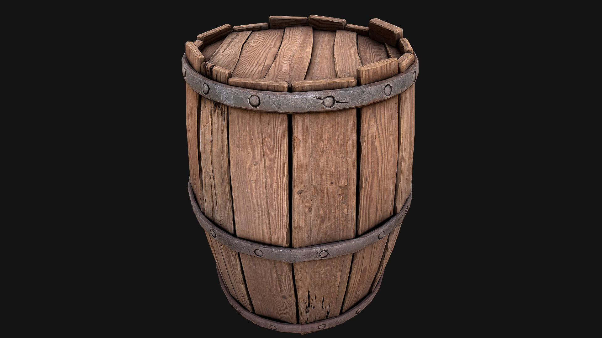 Medieval Wooden Barrel - 3D Model by Dereza
