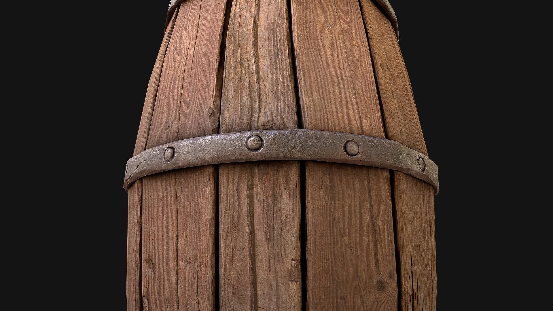 Medieval Wooden Barrel - 3D Model by Dereza
