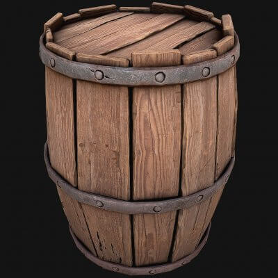 Medieval Wooden Barrel - 3D Model by Dereza