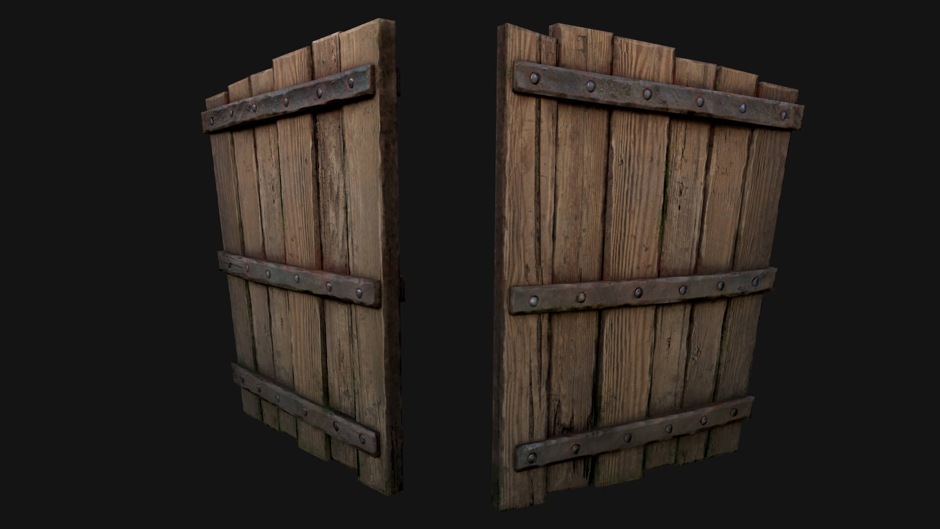 Medieval Wooden Gates - 3D Model by Dereza