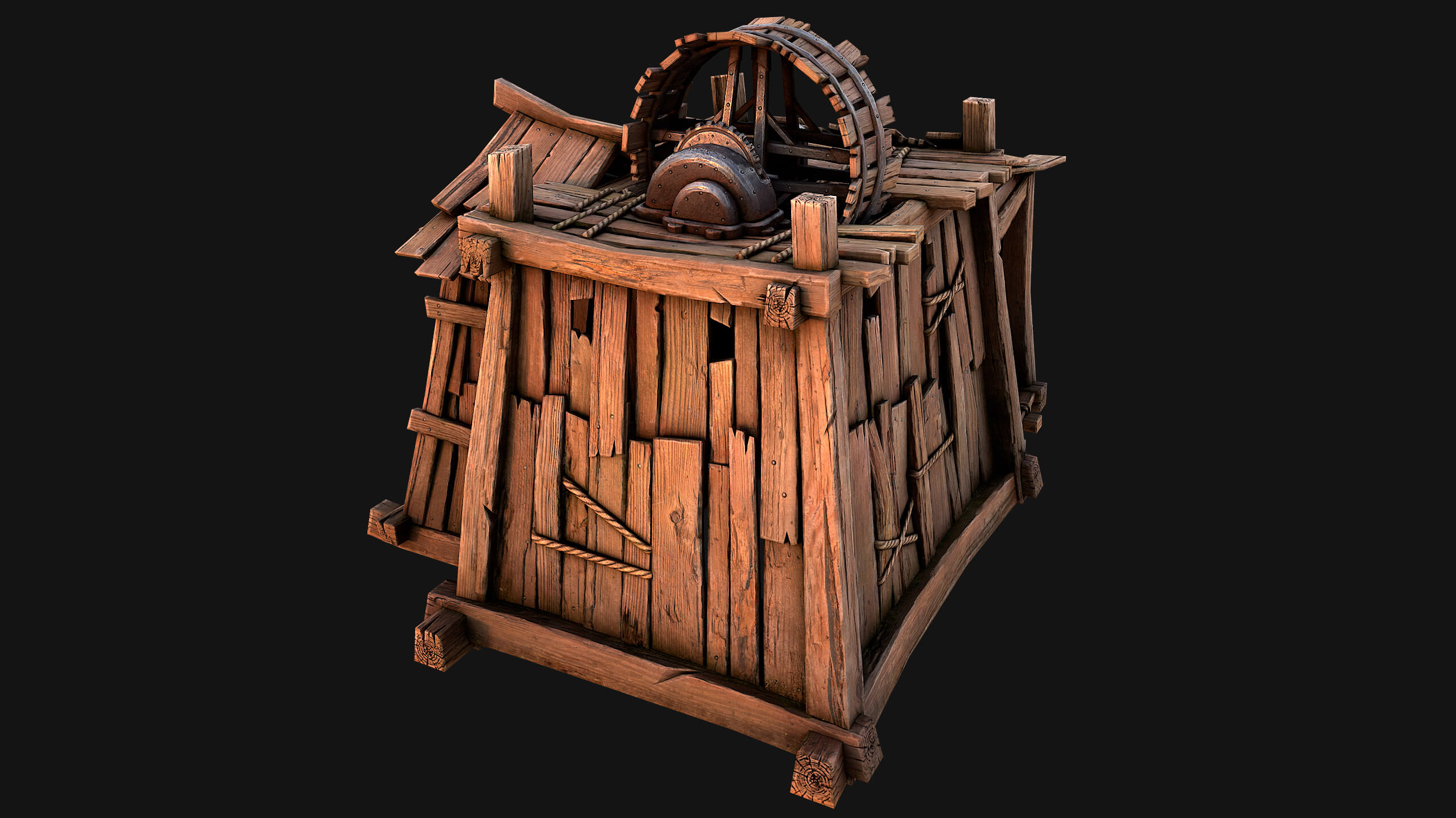 Medieval Wooden Mine and Excavator Ore - 3D Model by Dereza