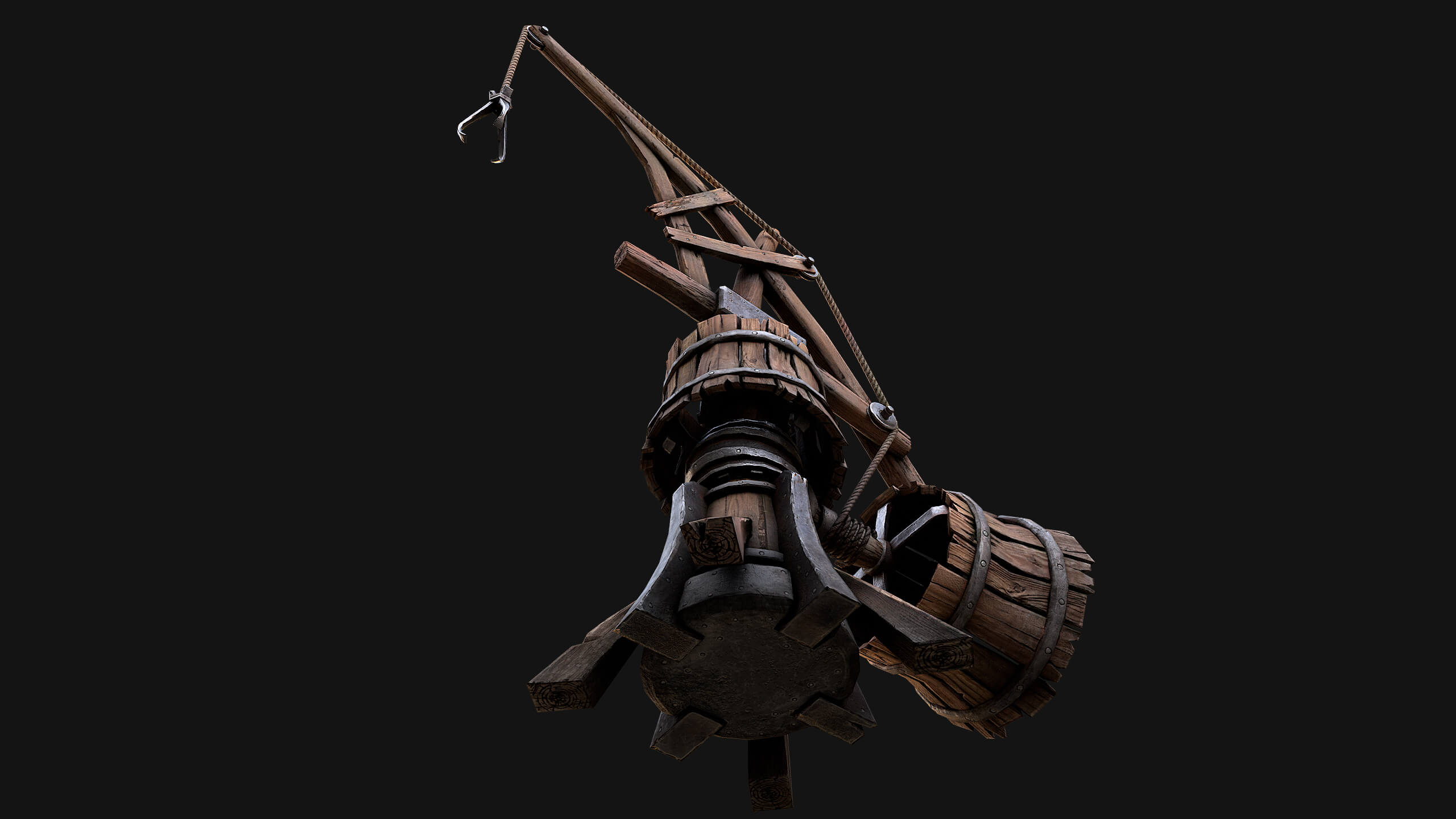 Medieval Wooden Mine and Excavator Ore - 3D Model by Dereza