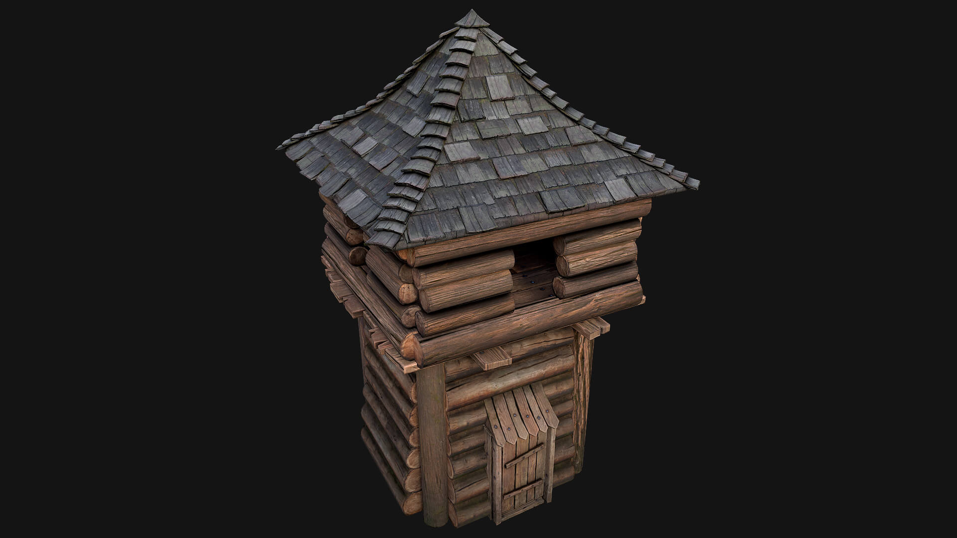 Medieval Wooden Tower With Roof - 3D Model by Dereza