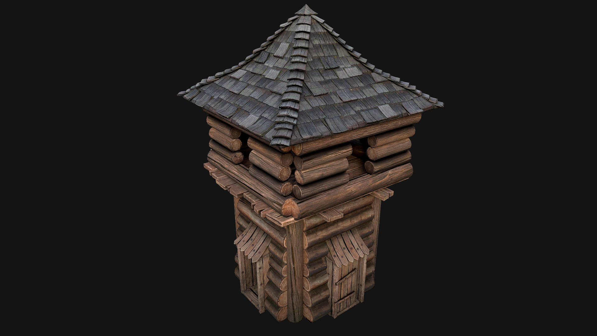Medieval Wooden Tower With Roof - 3D Model by Dereza