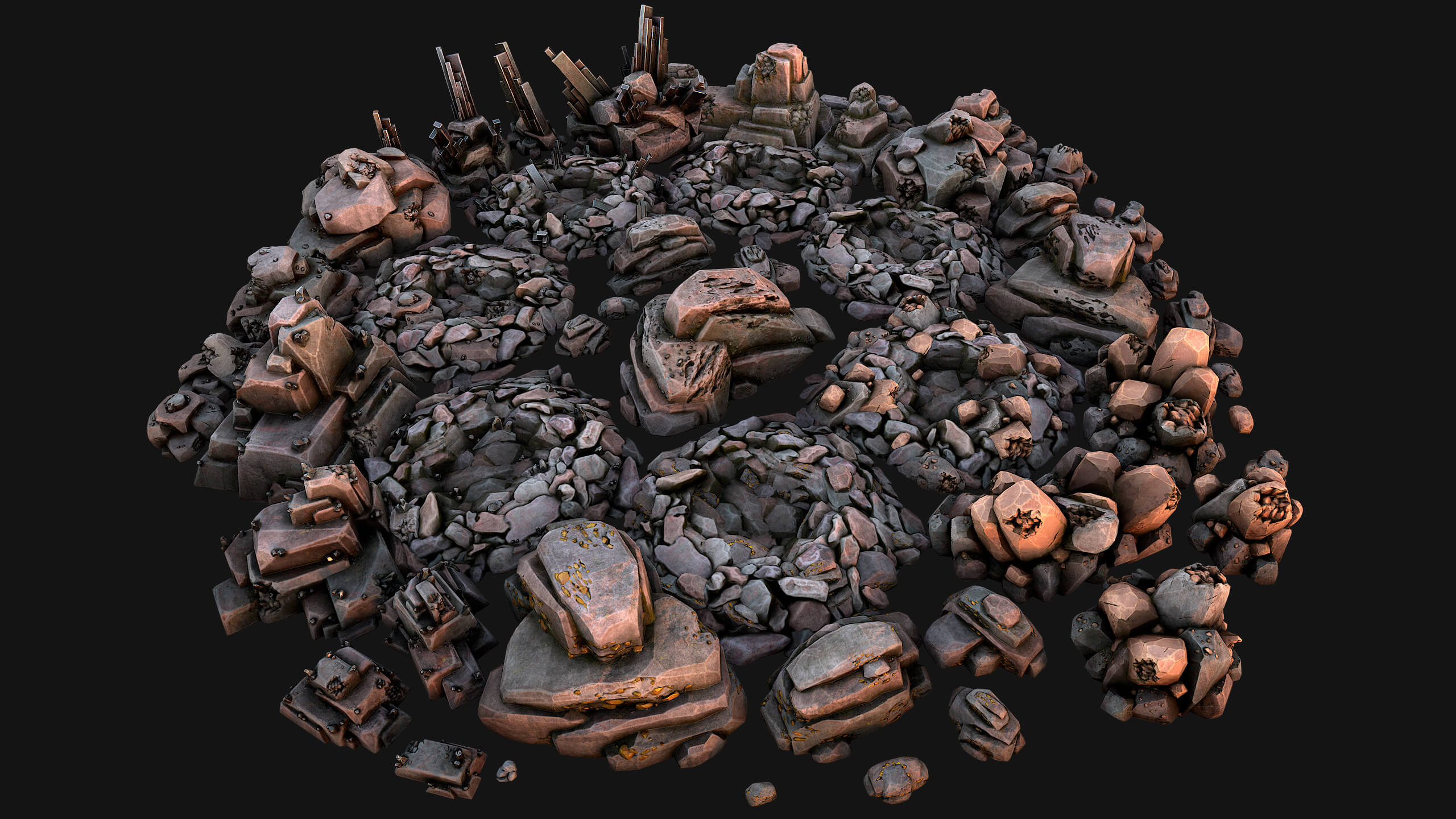 Ore Iron Gems Metal Crystals Minerals Industrial Resources - 3D Model ...