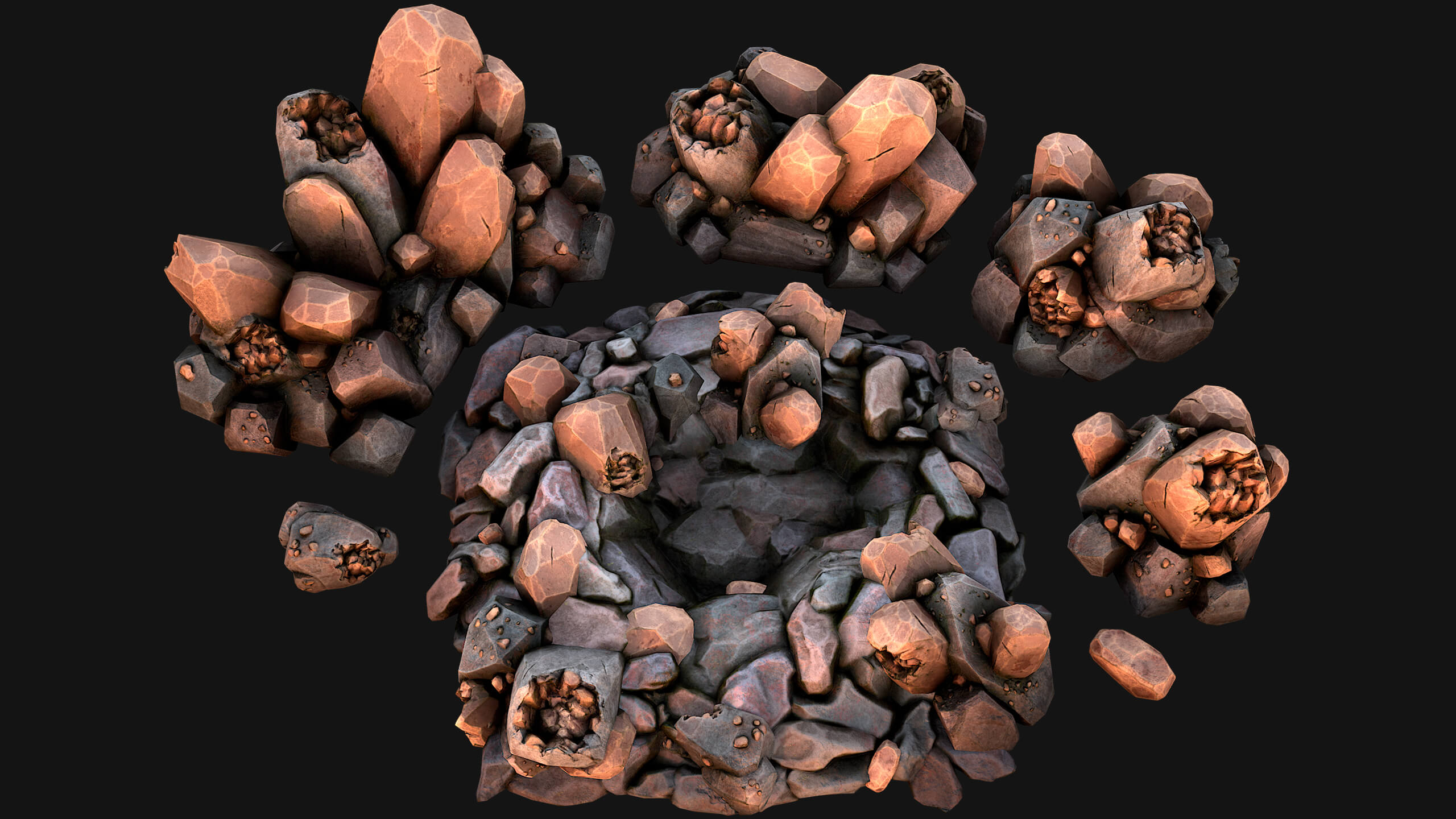 Ore Iron Gems Metal Crystals Minerals Industrial Resources - 3D Model ...