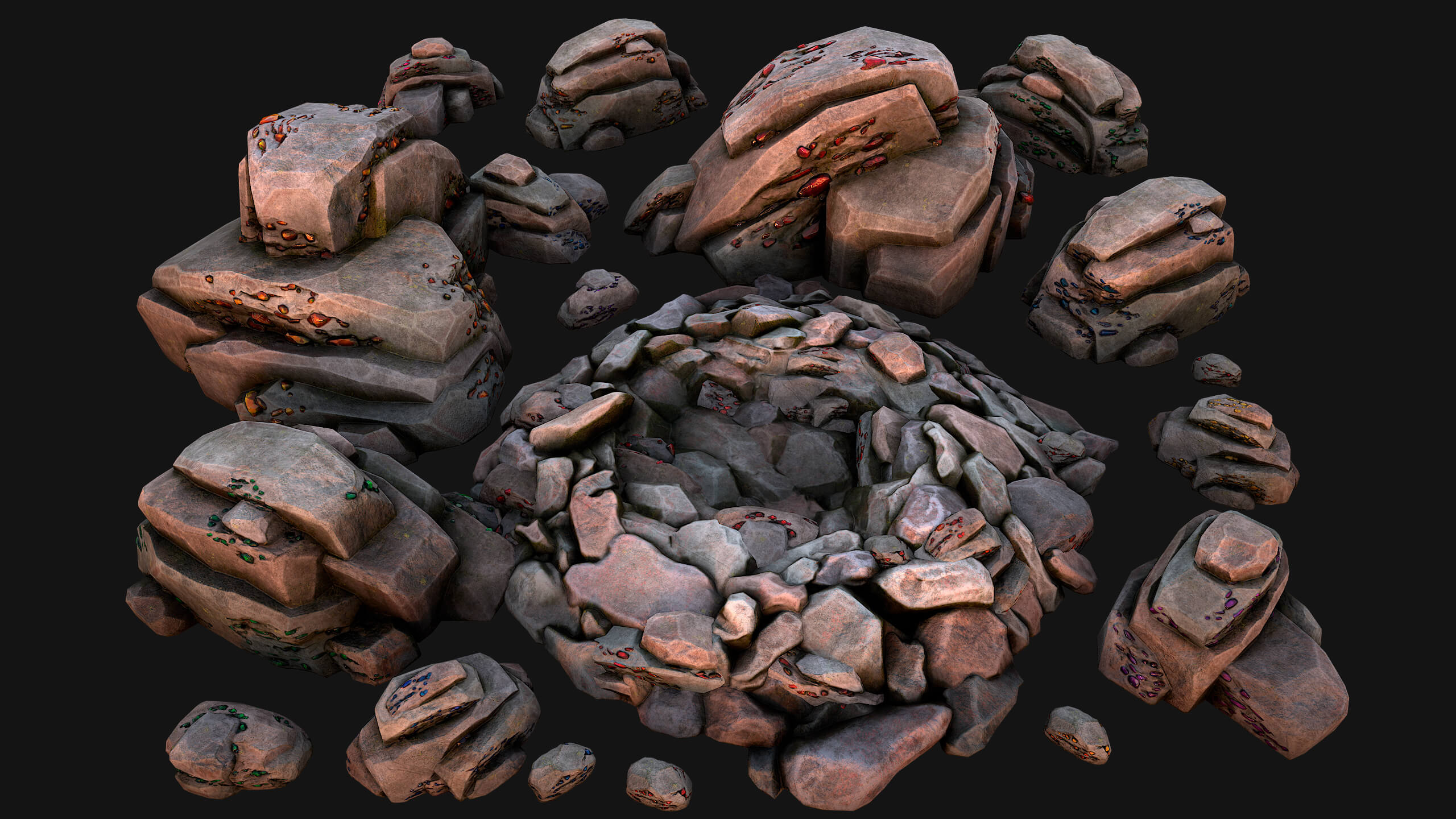 Ore Iron Gems Metal Crystals Minerals Industrial Resources - 3D Model ...