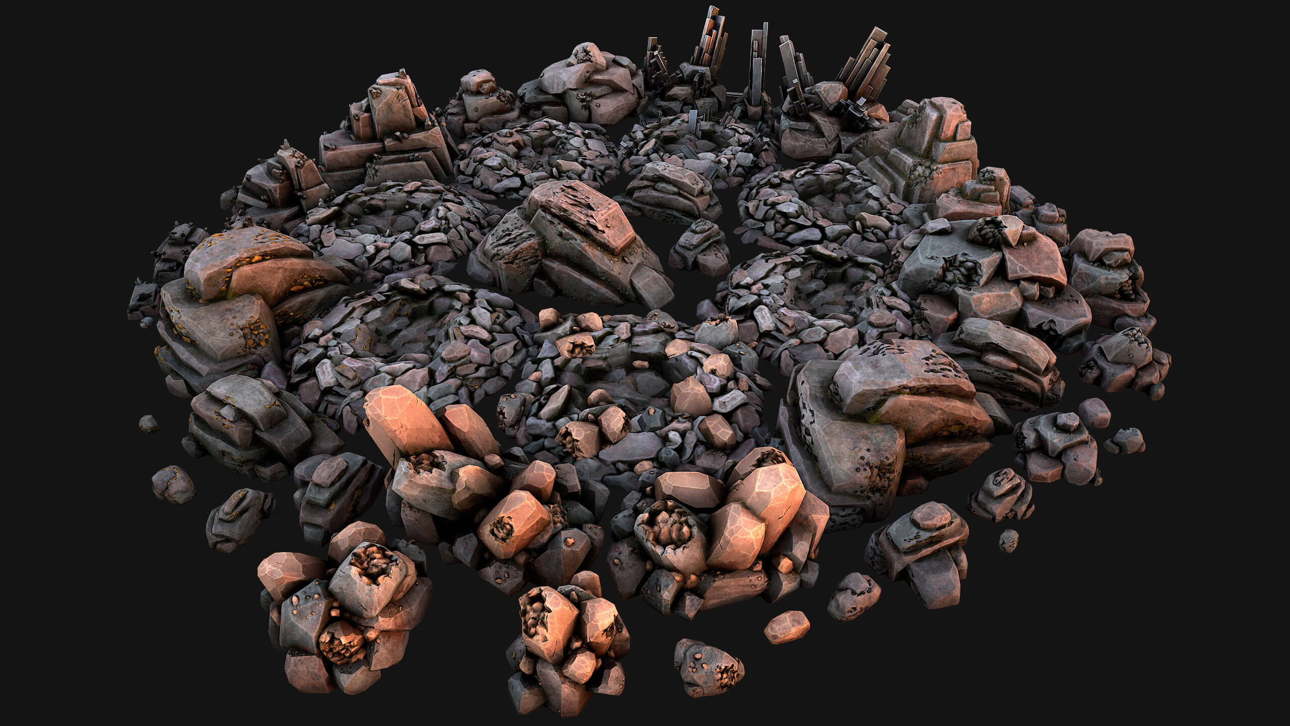 Ore Iron Gems Metal Crystals Minerals Industrial Resources - 3D Model ...