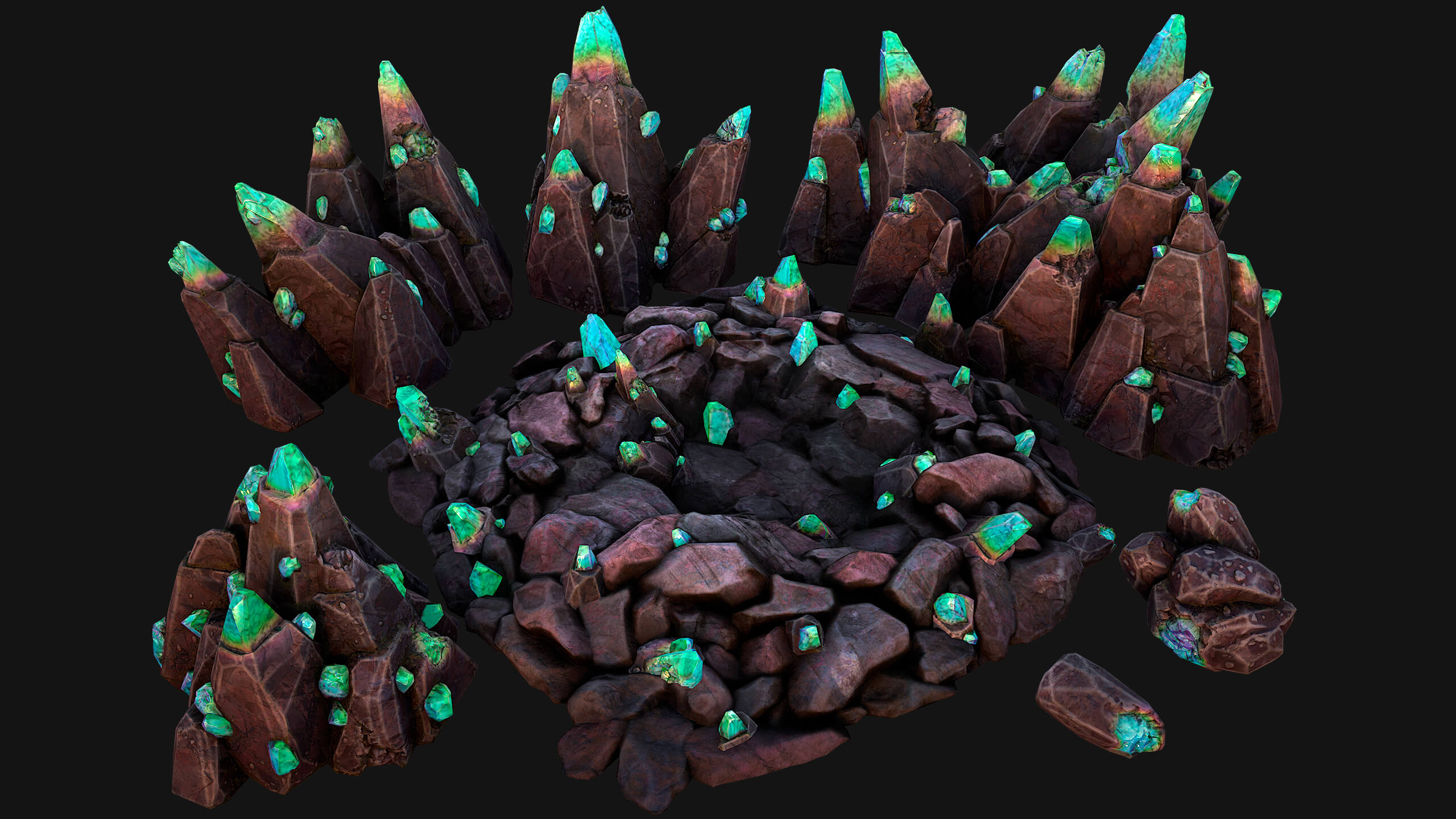 Ore Iron Gems Metal Crystals Minerals Industrial Resources - 3D Model ...