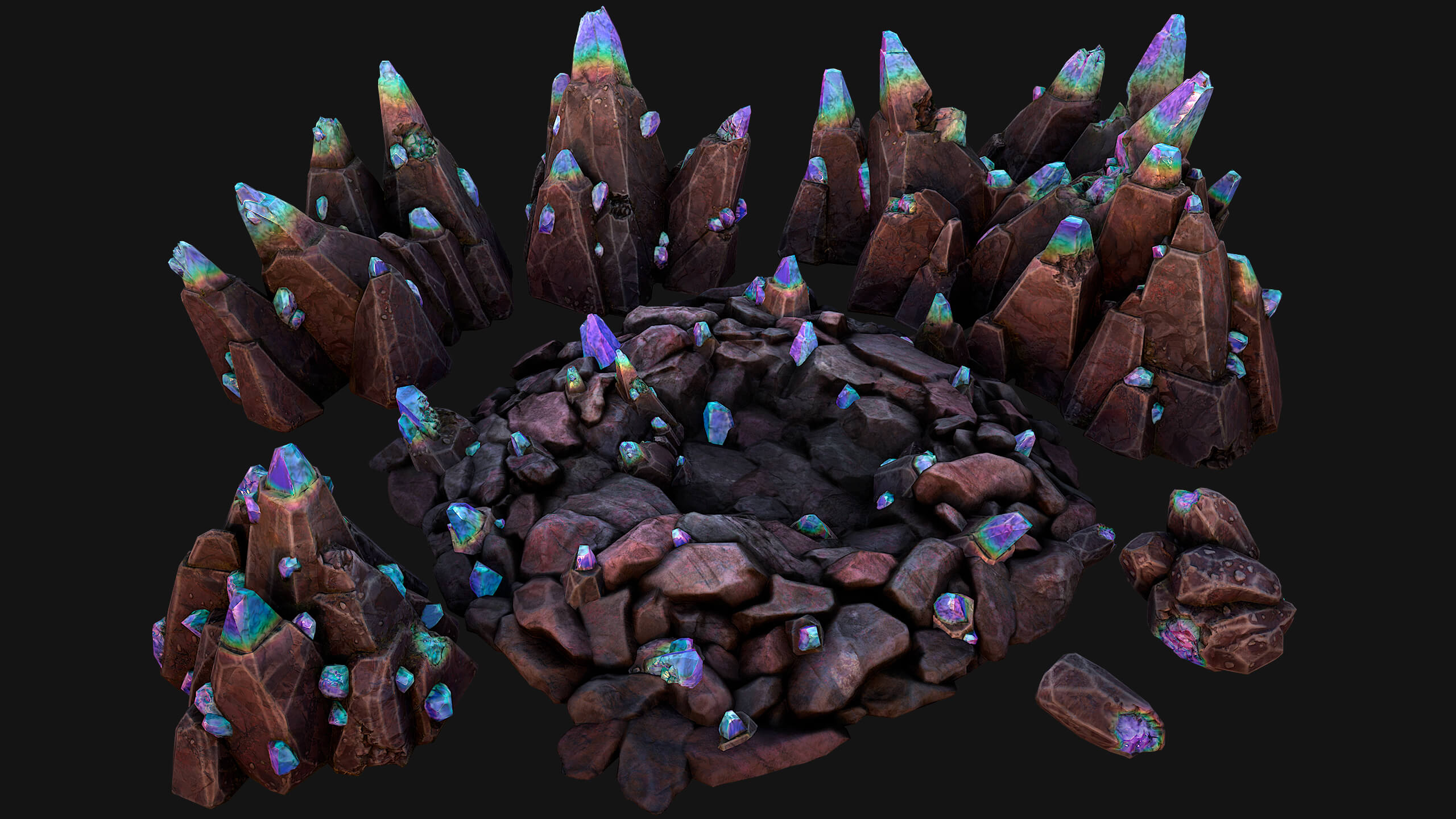 Ore Iron Gems Metal Crystals Minerals Industrial Resources - 3D Model ...