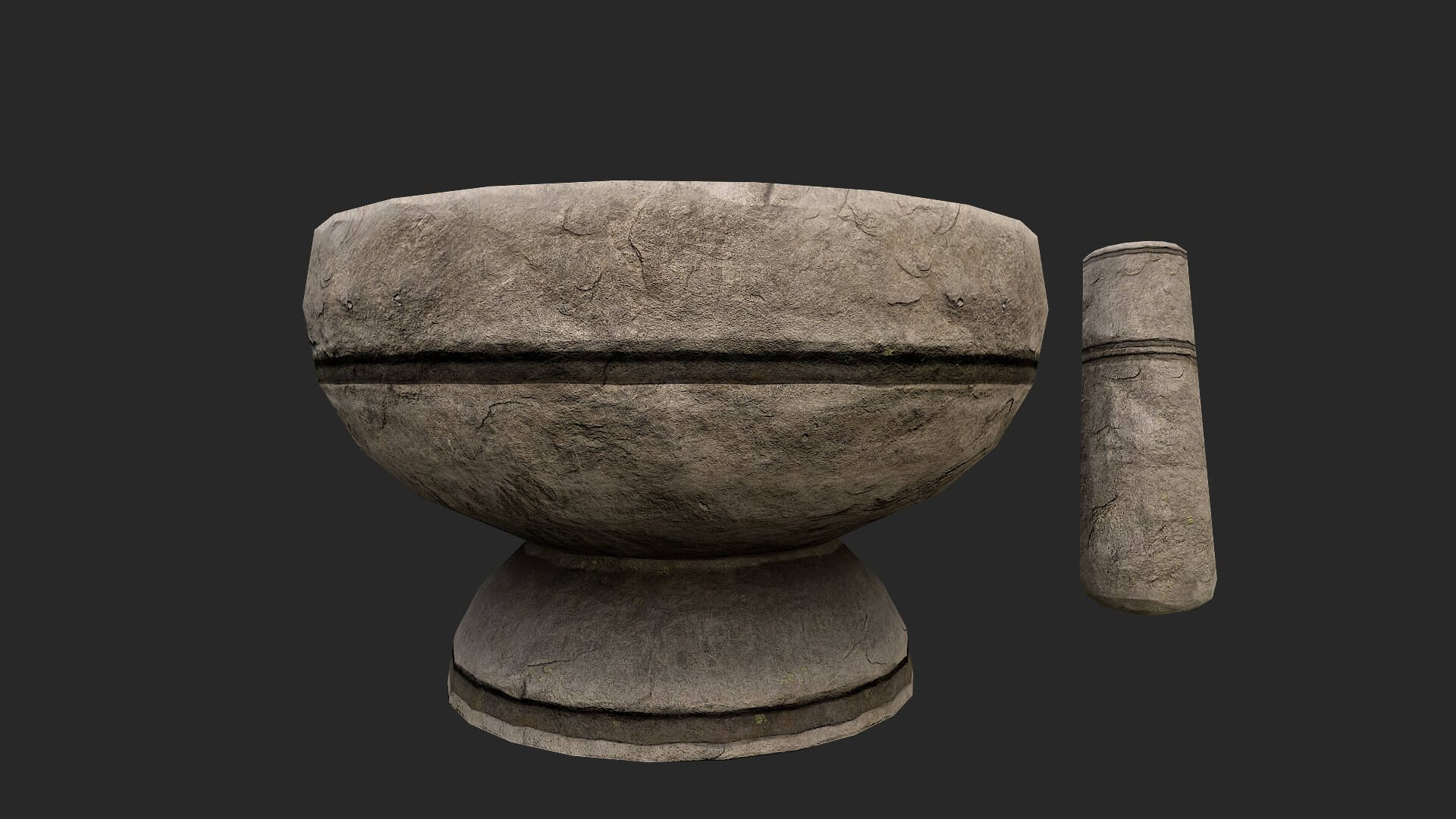 Mortar and Pestle Medieval Set - 3D Model by Dereza