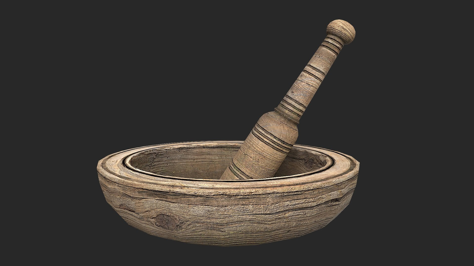 Mortar and Pestle Medieval Set - 3D Model by Dereza
