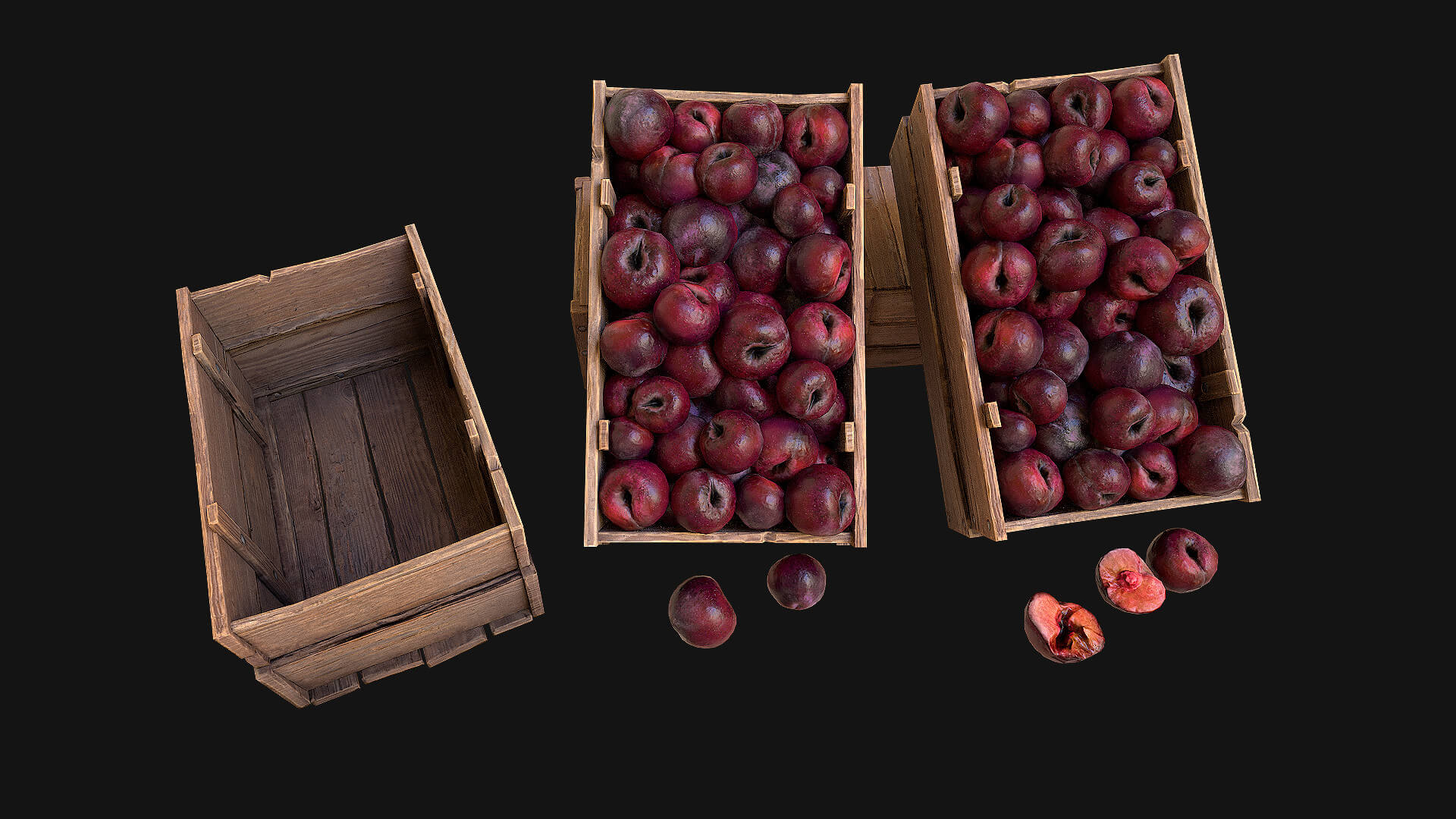 Plums Crate Stand Box - 3D Model by Dereza