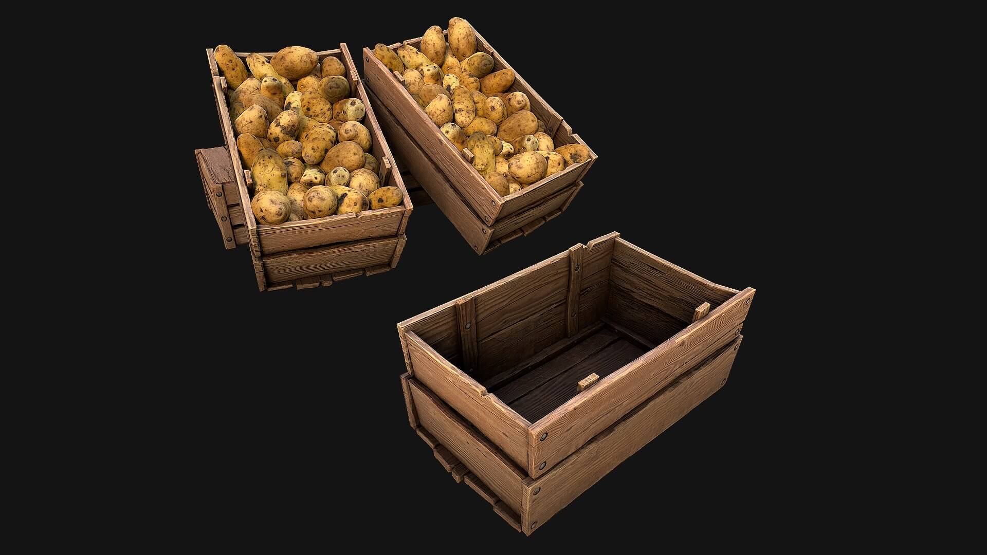 Potato Box Crate - 3D Model by Dereza
