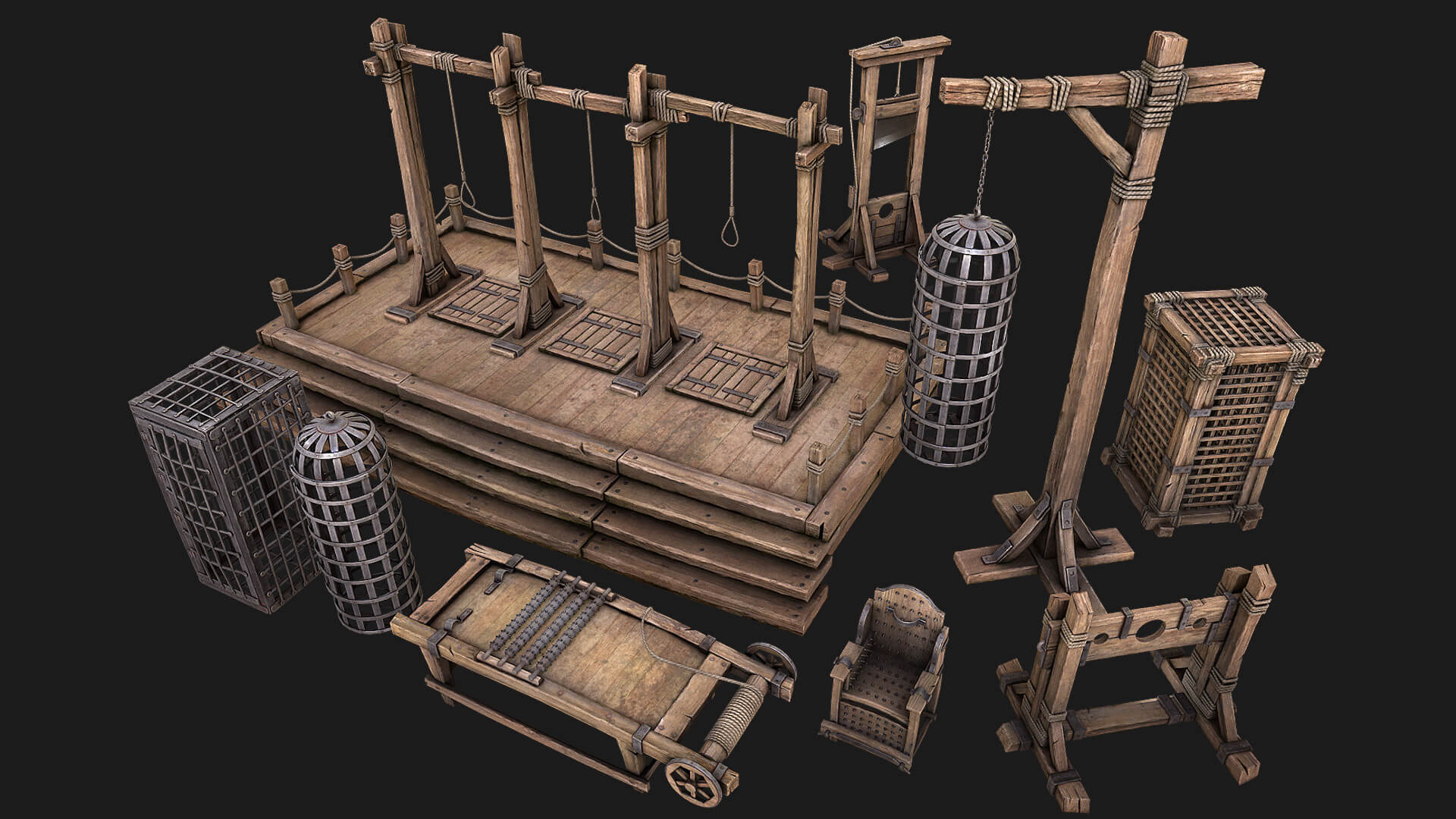 Medieval Prison Constructor and Torture Pack - 3D Model by Dereza