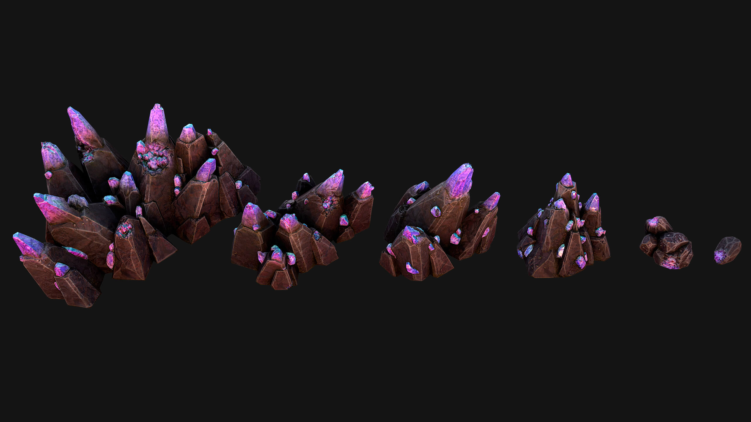 Rocks Crystals Gems Pack for Cave Dungeon Mine - 3D Model by Dereza