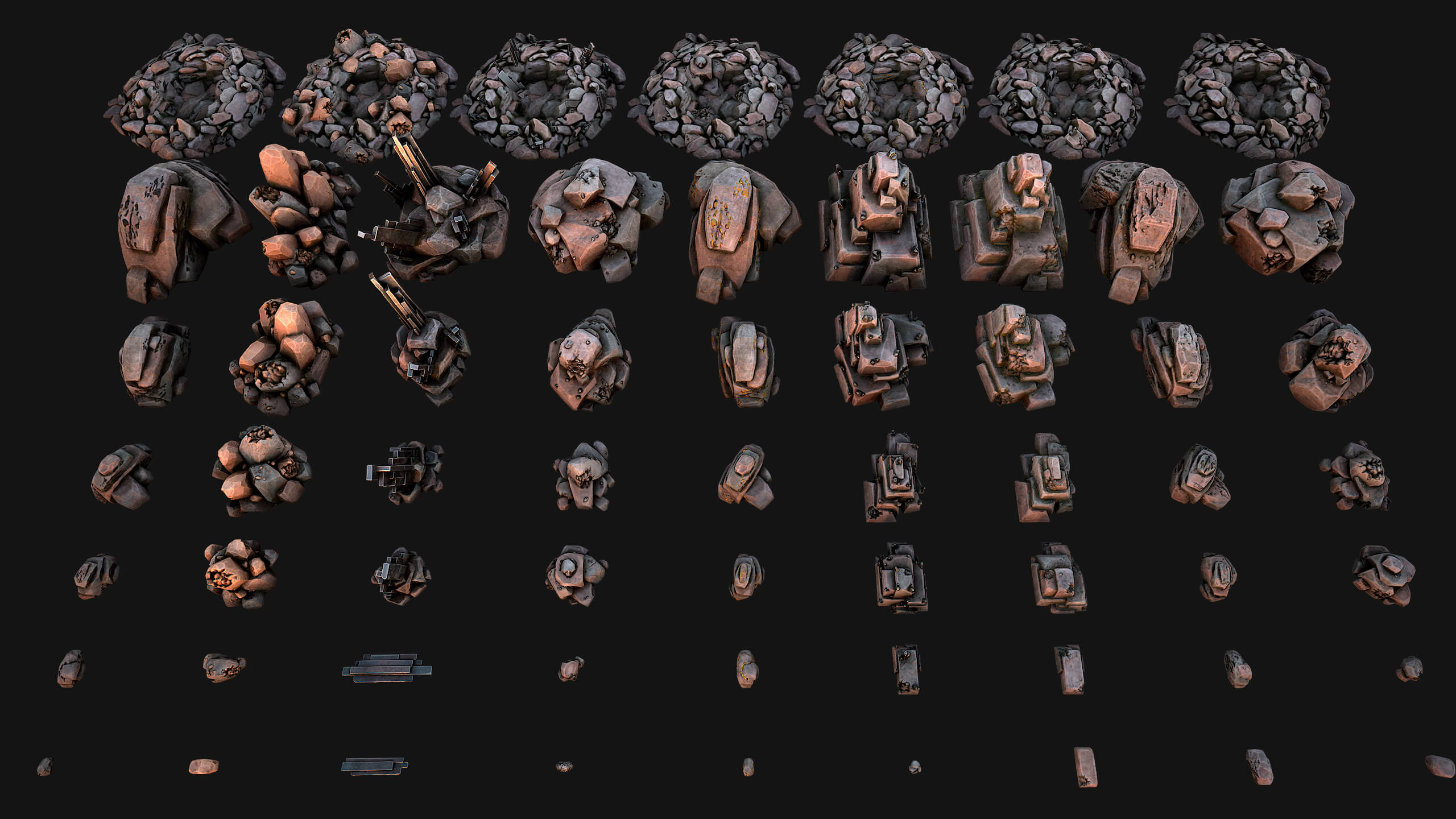 Rock Ore Metal Mineral Industrial Resources Environment Pack - 3D Model ...