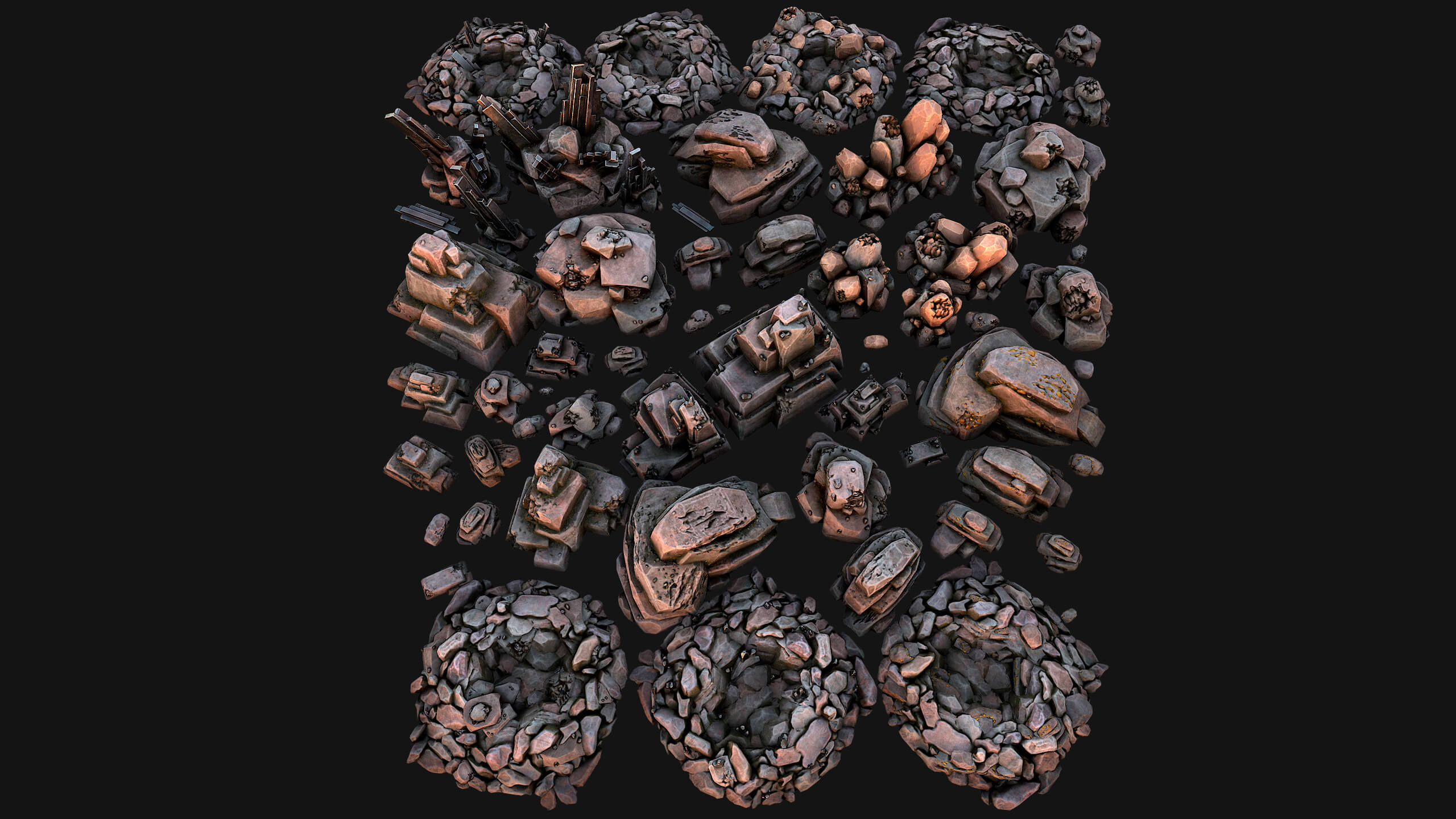 Rock Ore Metal Mineral Industrial Resources Environment Pack - 3D Model ...