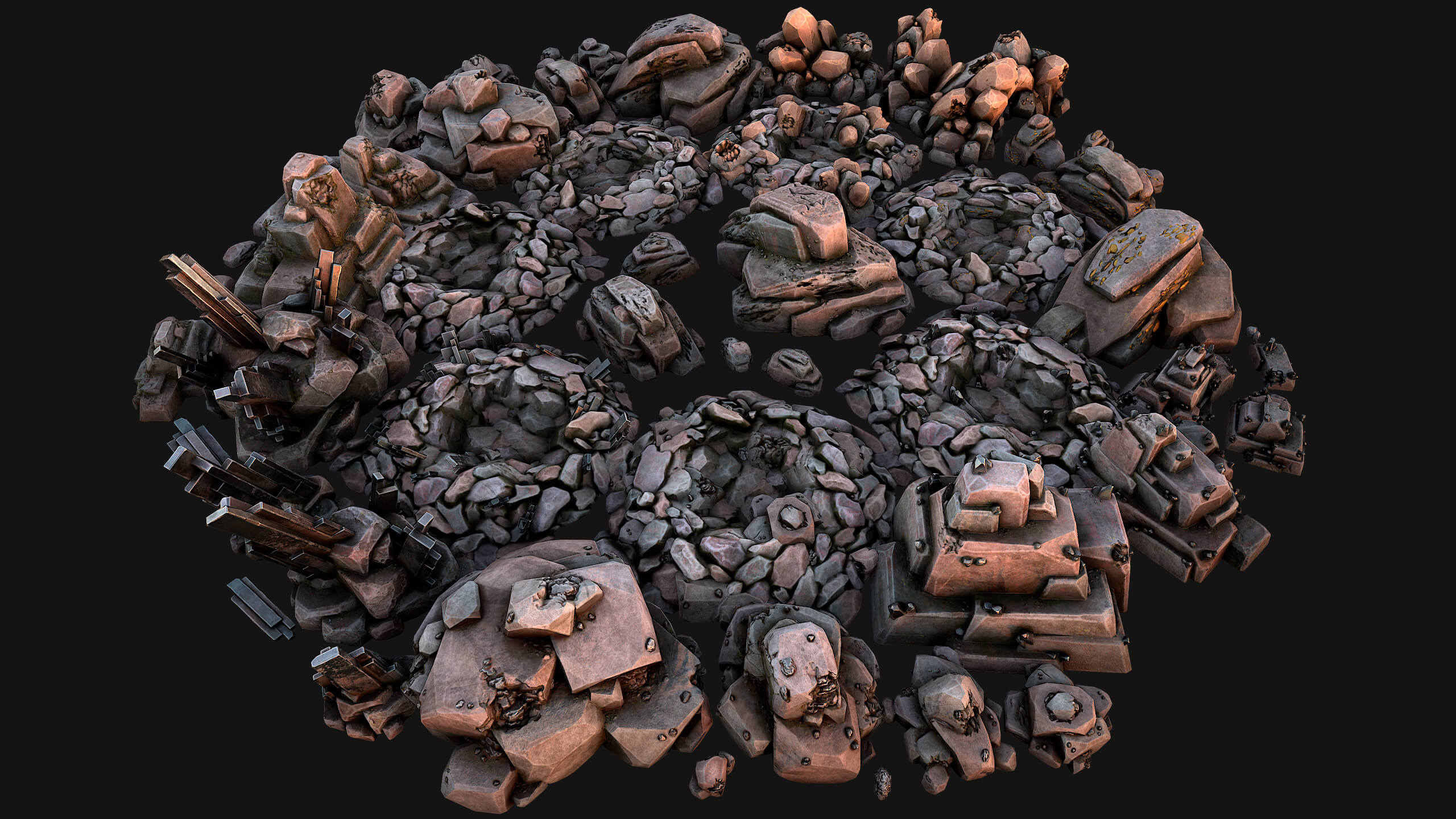 Rock Ore Metal Mineral Industrial Resources Environment Pack - 3D Model ...