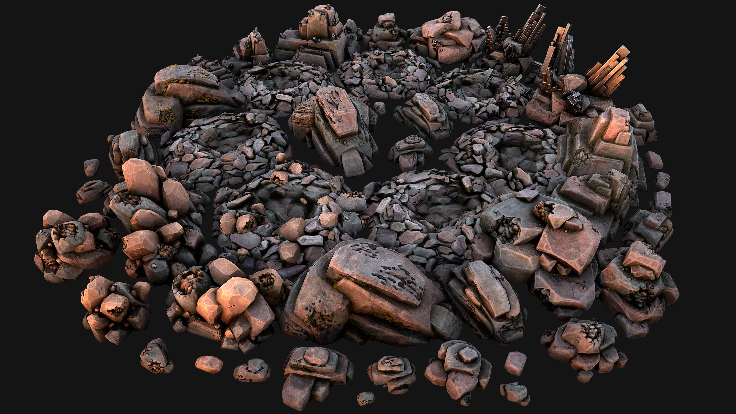 Rock Ore Metal Mineral Industrial Resources Environment Pack - 3D Model ...
