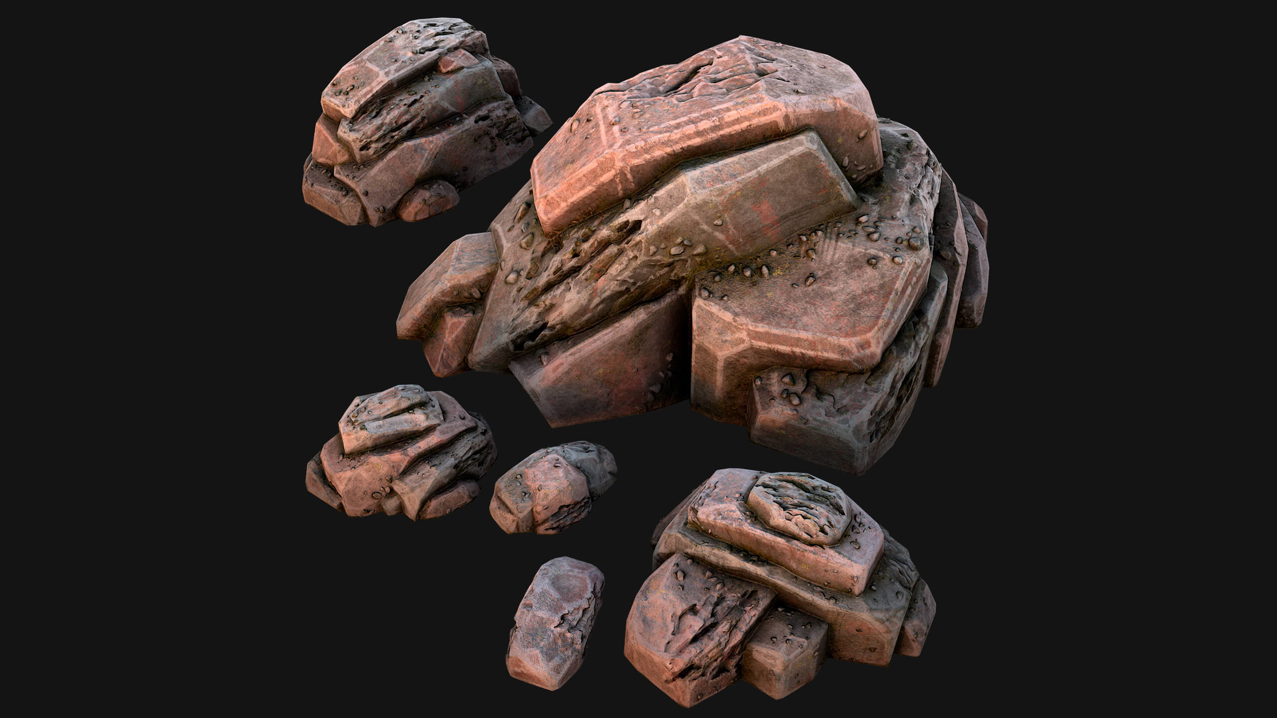 Rocks Stones Pebble Environment for Mine - 3D Model by Dereza