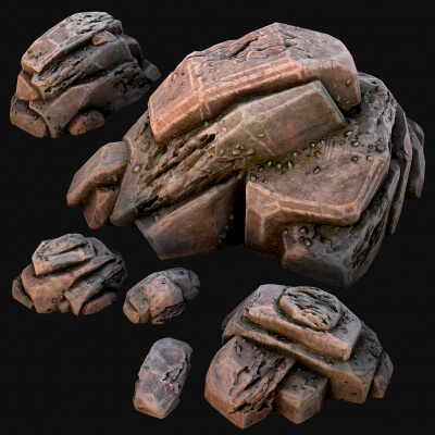 Rocks Stones Pebble Environment for Mine - 3D Model by Dereza