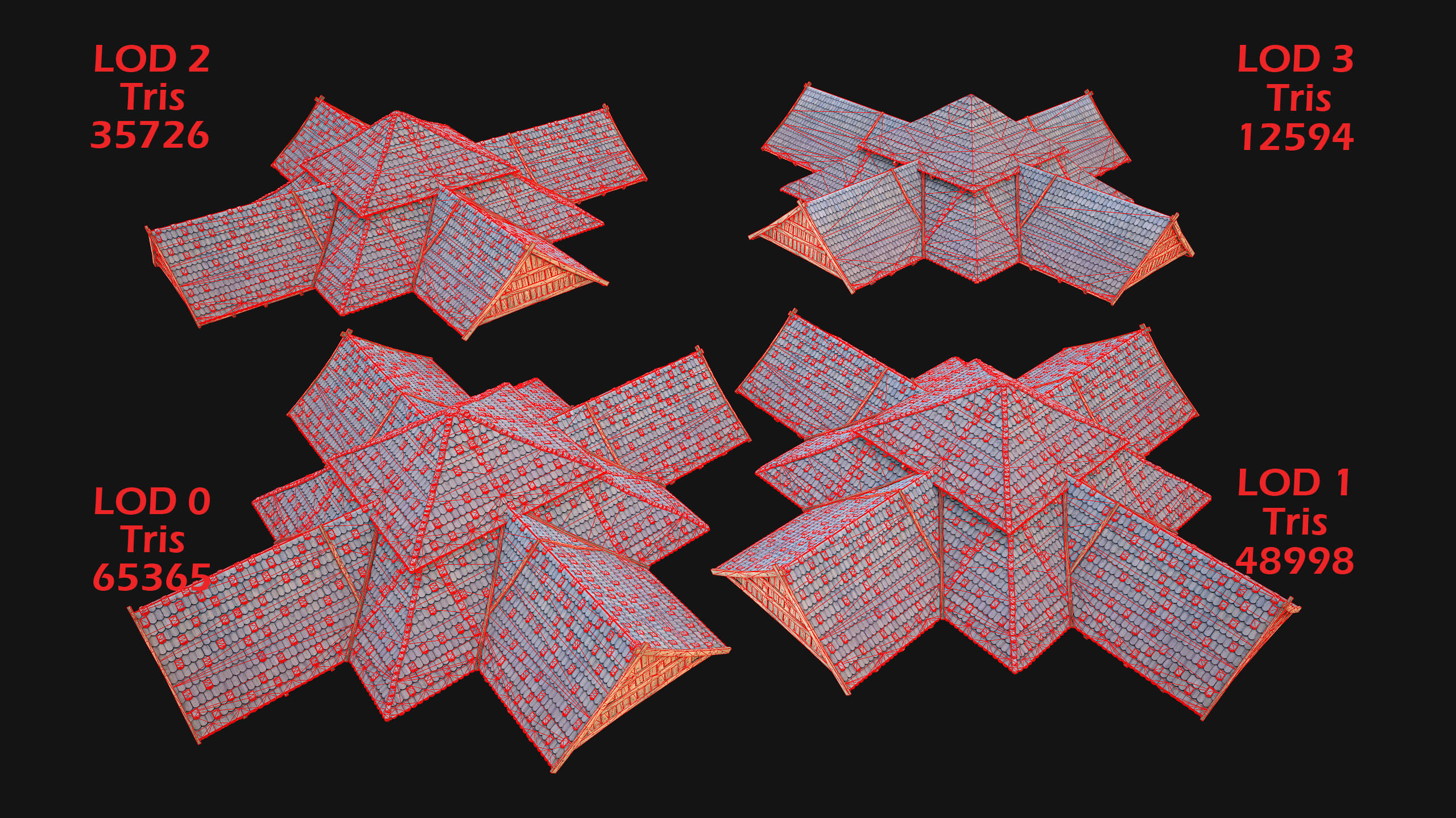 Medieval Roof Tile Modular - 3D Model by Dereza