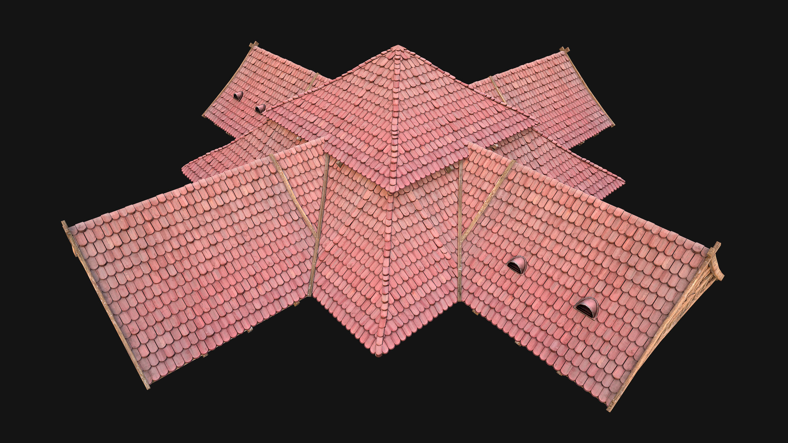 Medieval Roof Tile Modular - 3D Model by Dereza