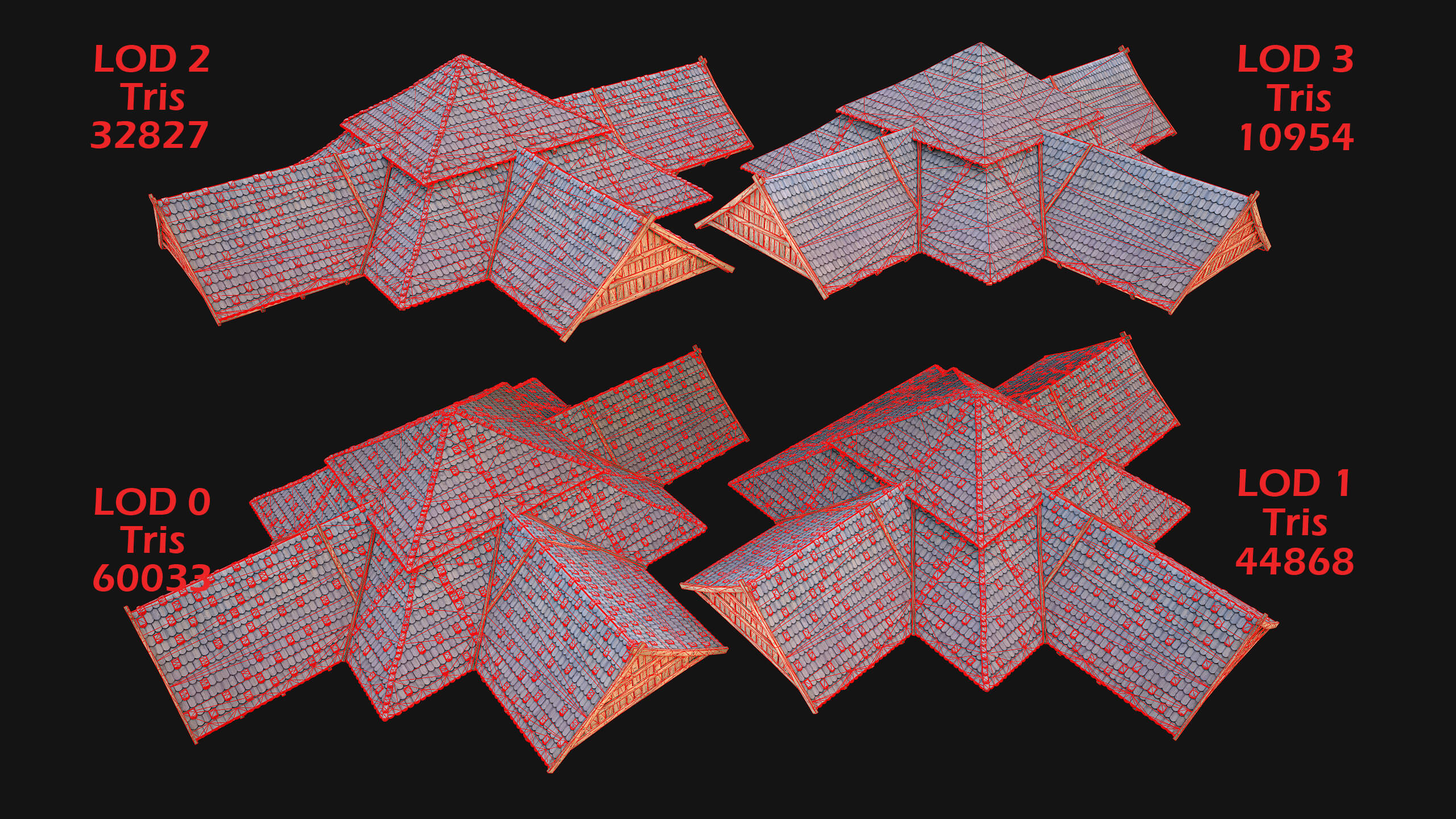 Medieval Roof Tile Modular - 3D Model by Dereza
