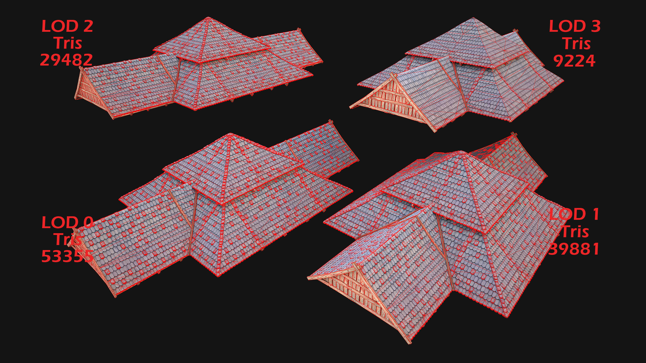 Medieval Roof Tile Modular - 3D Model by Dereza