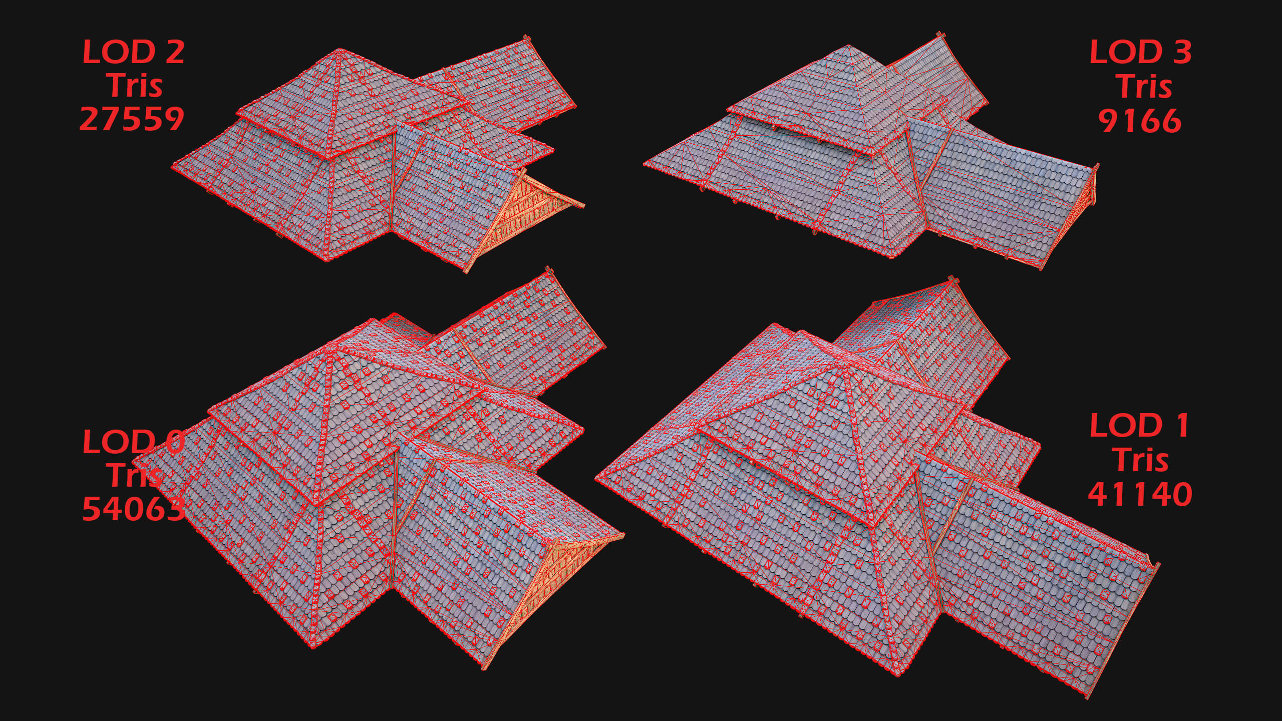 Medieval Roof Tile Modular - 3D Model by Dereza