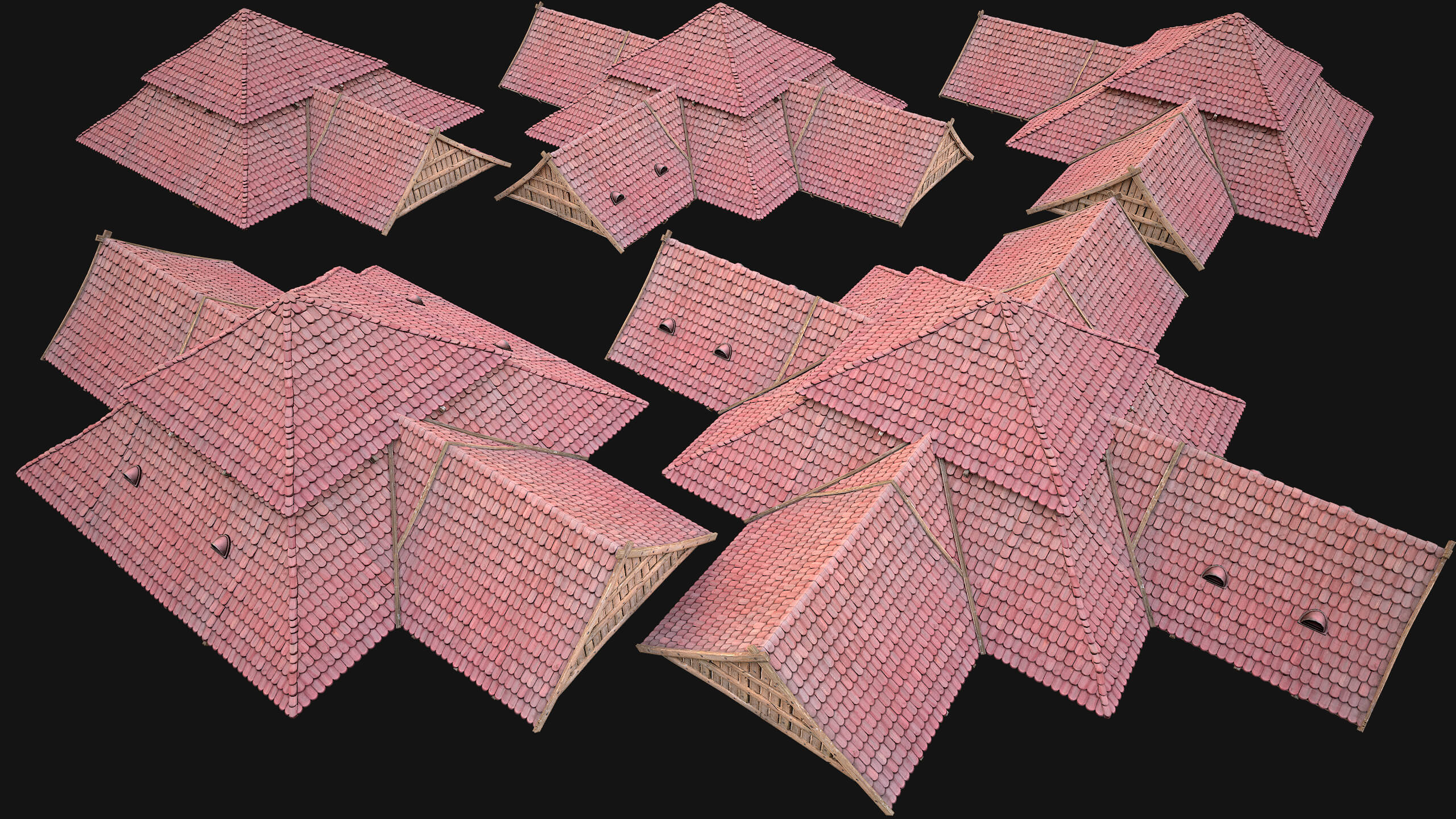 Medieval Roof Tile Modular - 3D Model by Dereza