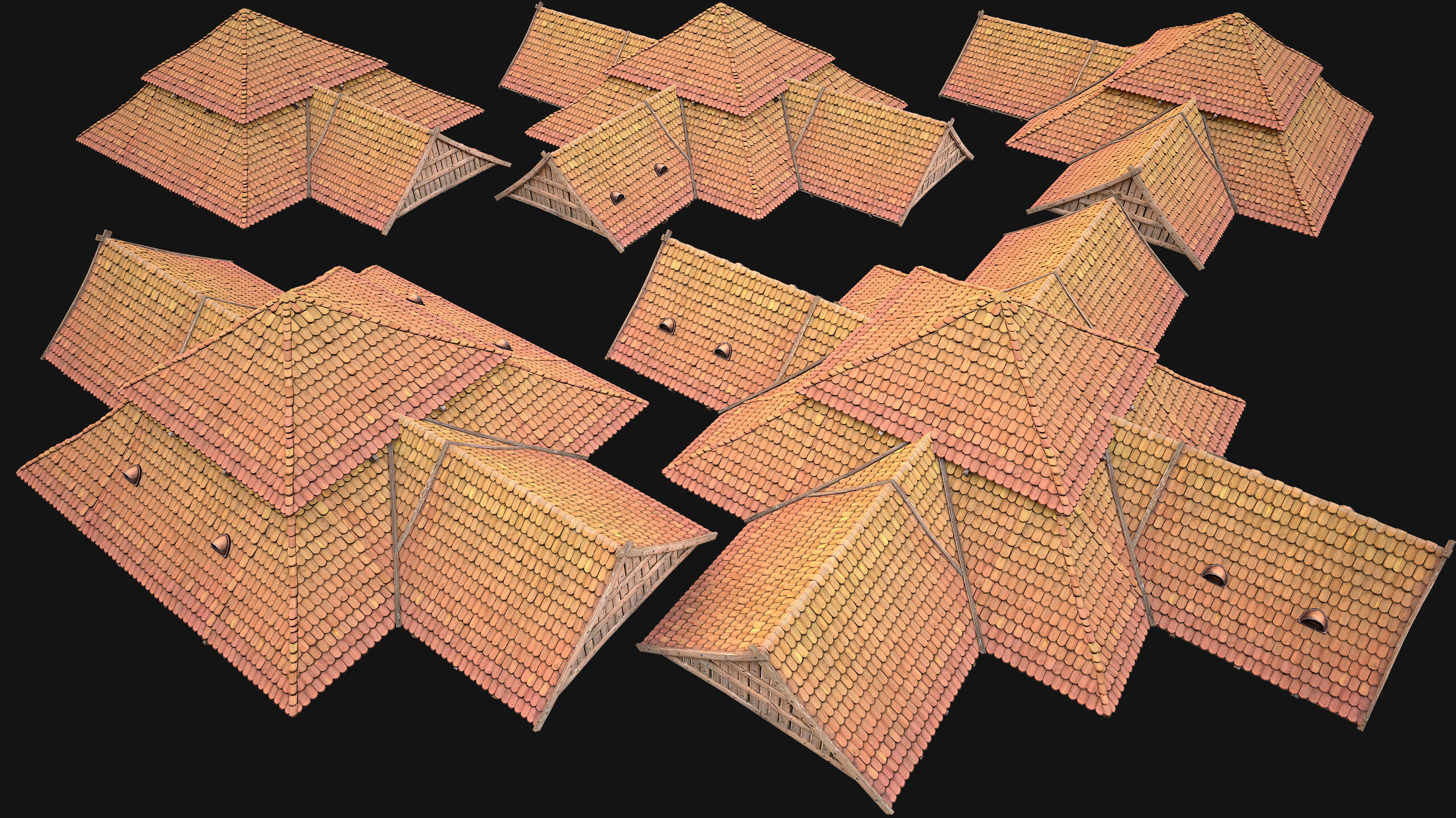 Medieval Roof Tile Modular - 3D Model by Dereza