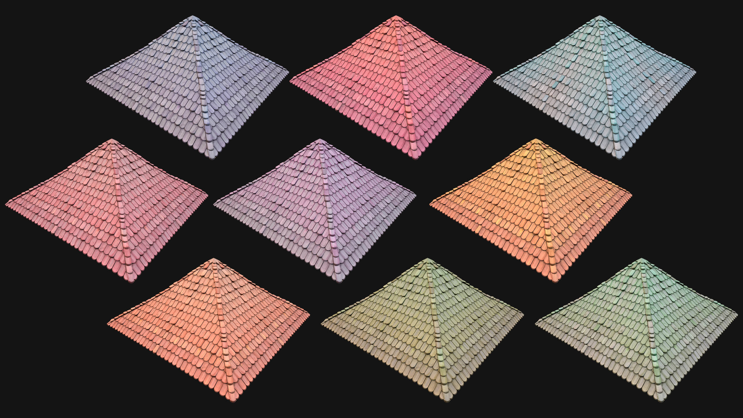 Medieval Tile Pyramid Roof - 3D Model by Dereza
