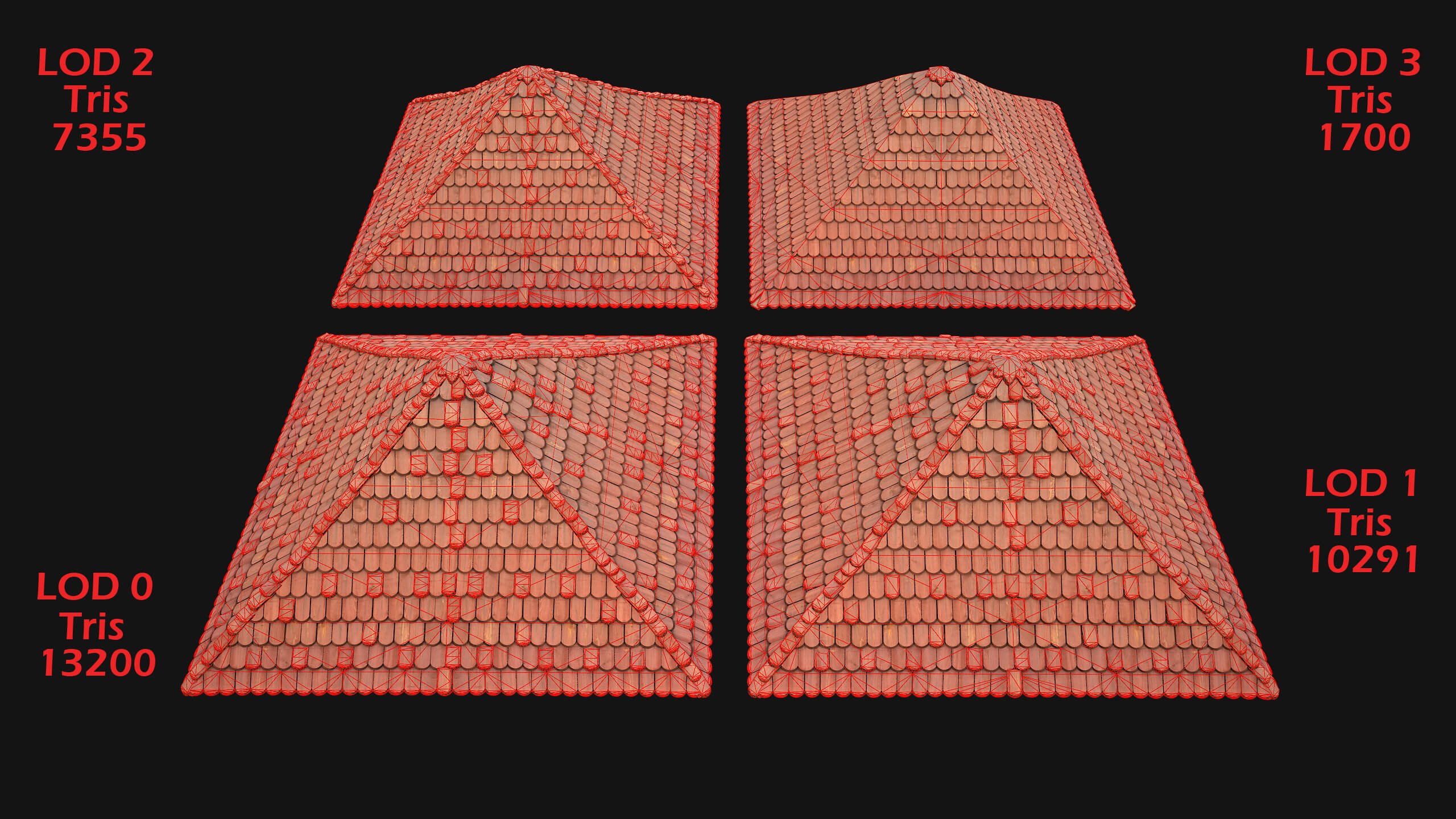 Medieval Tile Pyramid Roof - 3D Model by Dereza