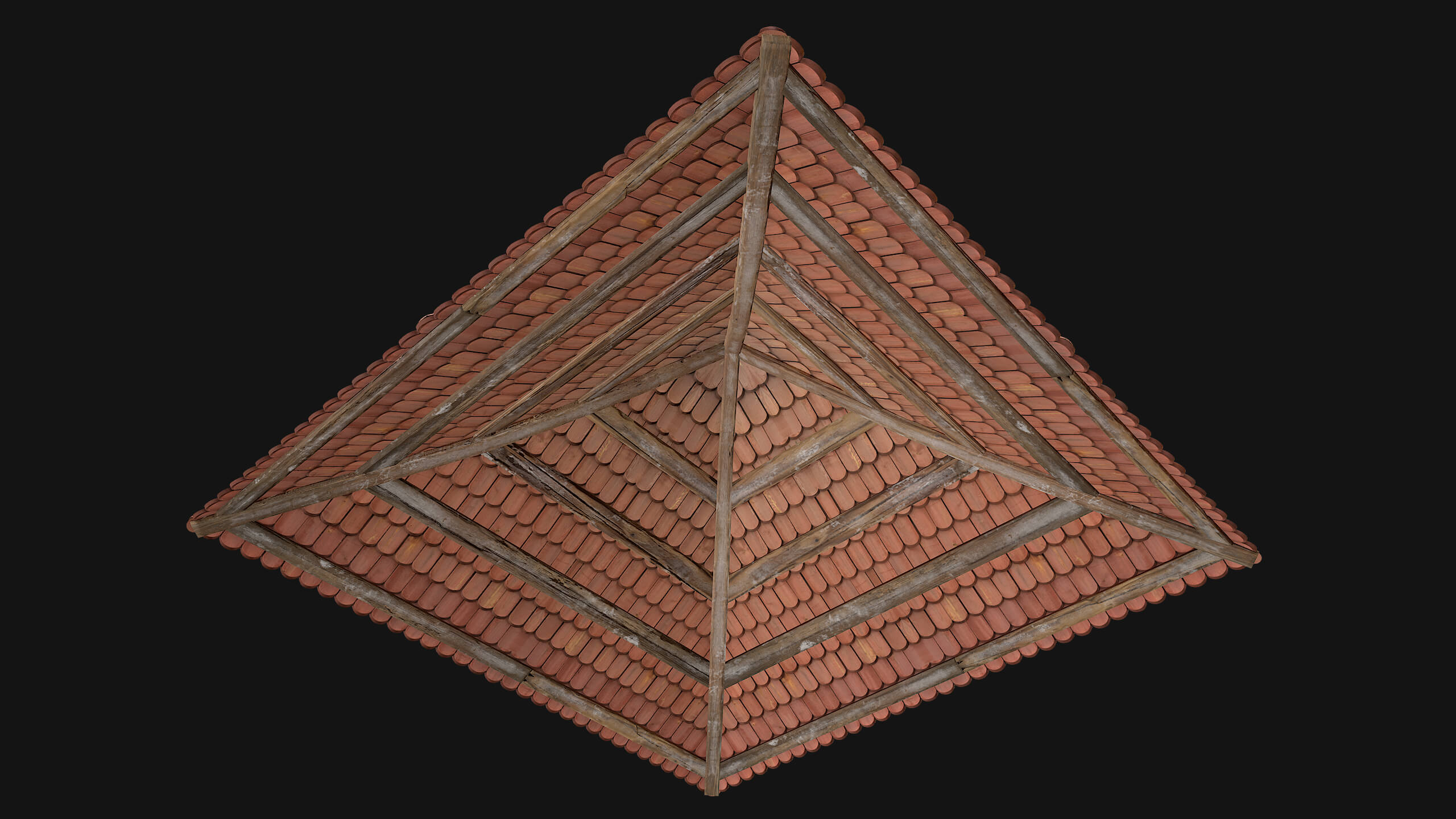 Medieval Tile Pyramid Roof - 3D Model by Dereza