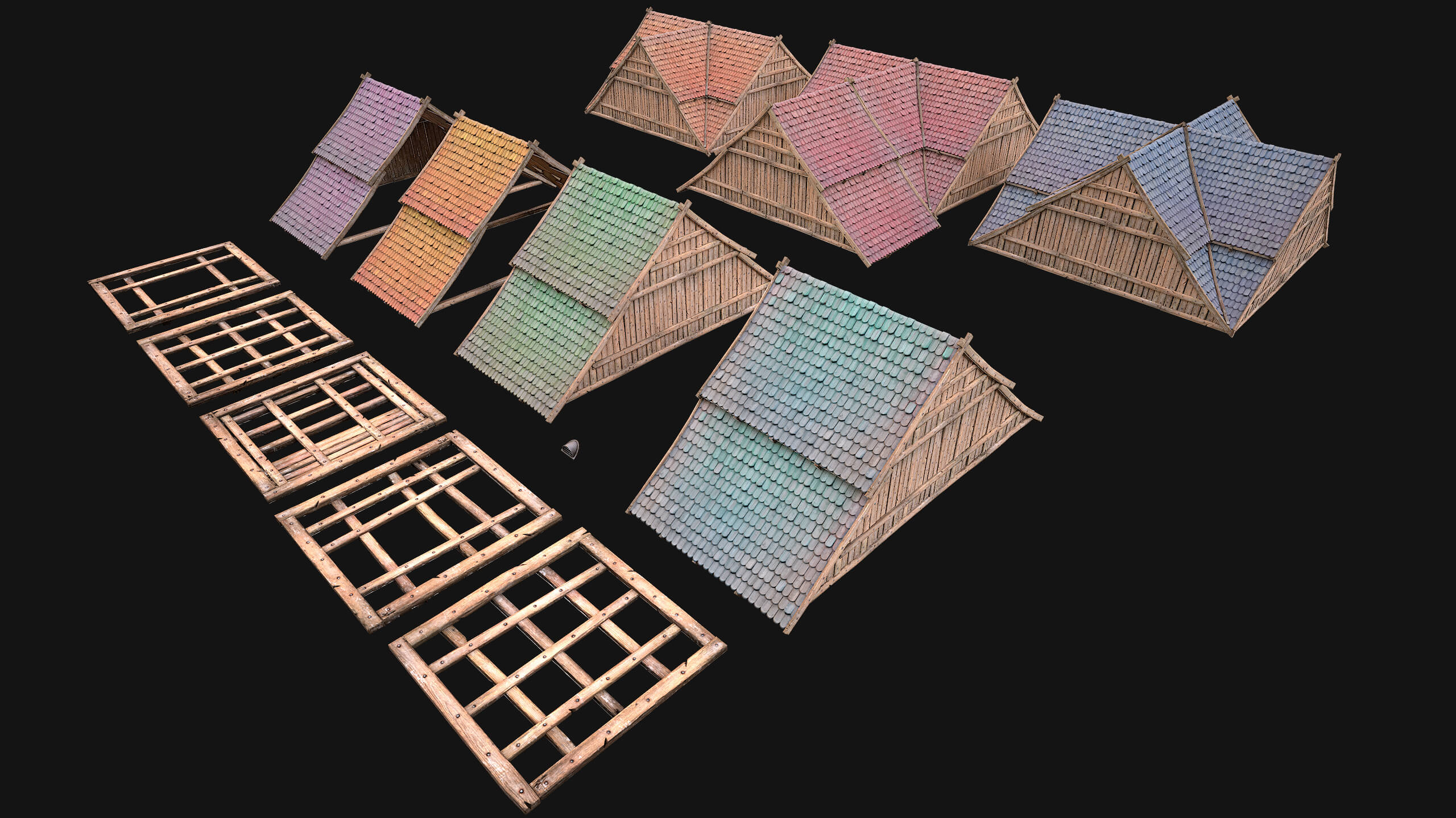Medieval Tiled Roof for House - 3D Model by Dereza