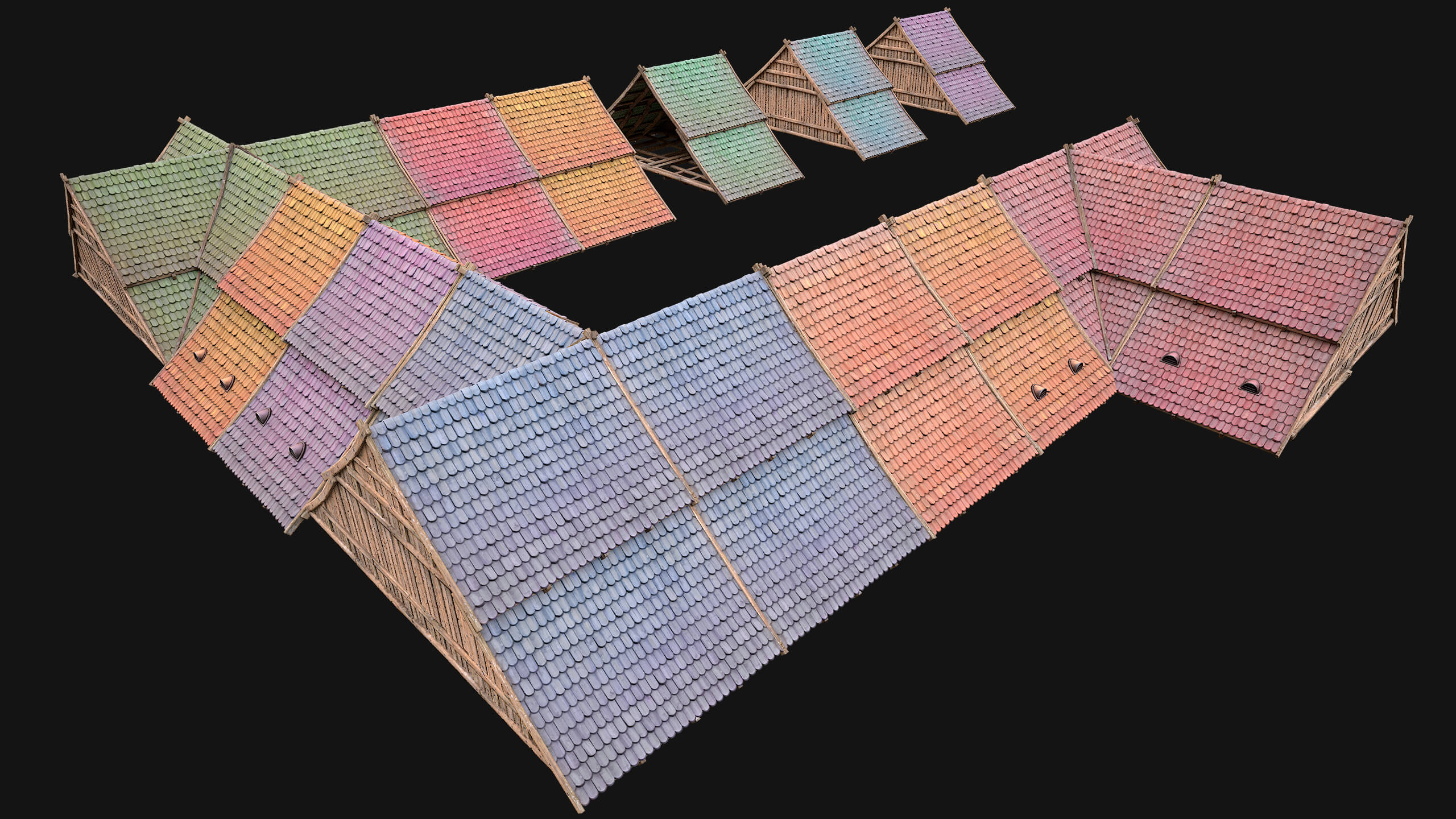 Medieval Tiled Roof for House - 3D Model by Dereza