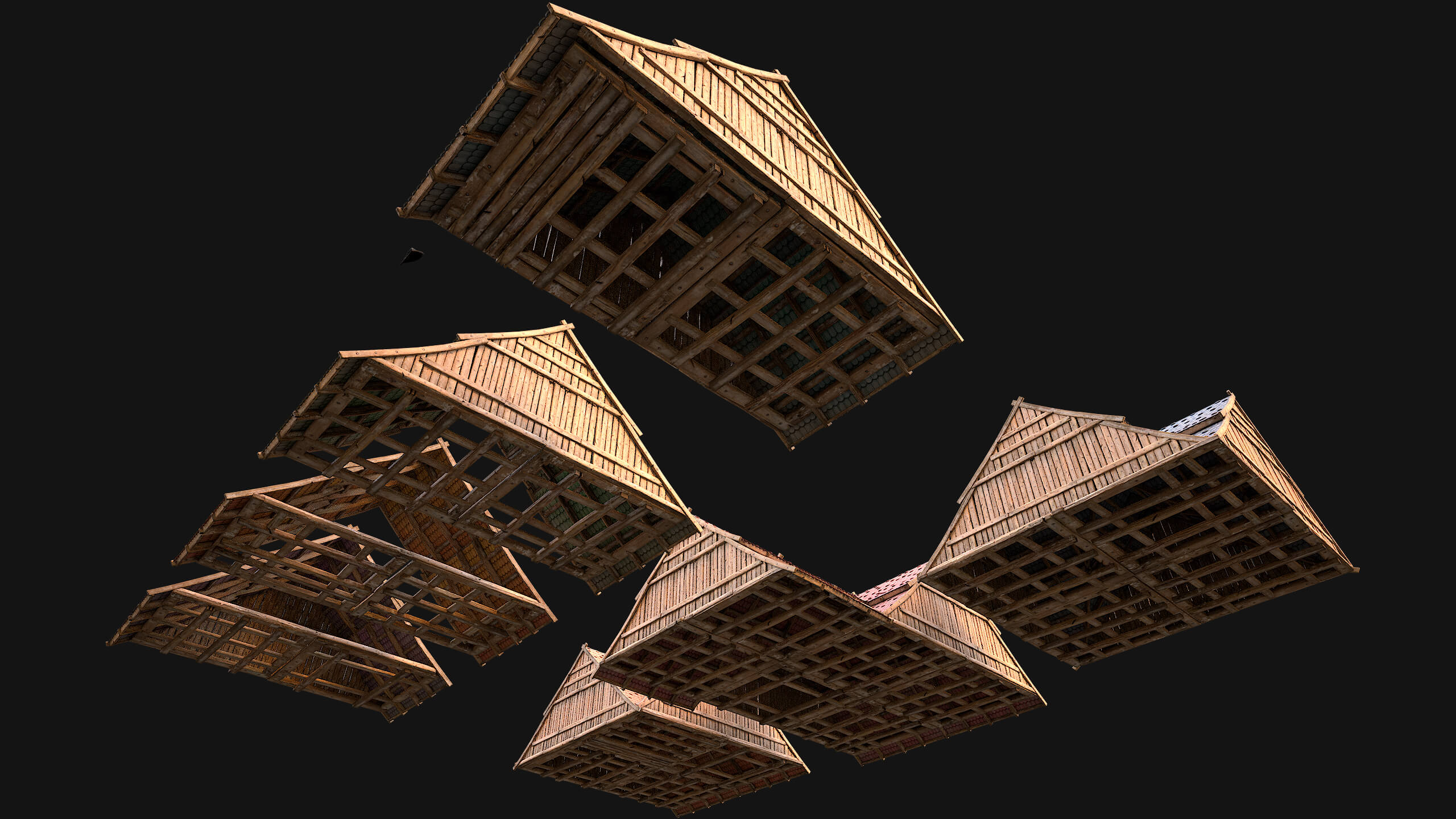 Medieval Tiled Roof for House - 3D Model by Dereza