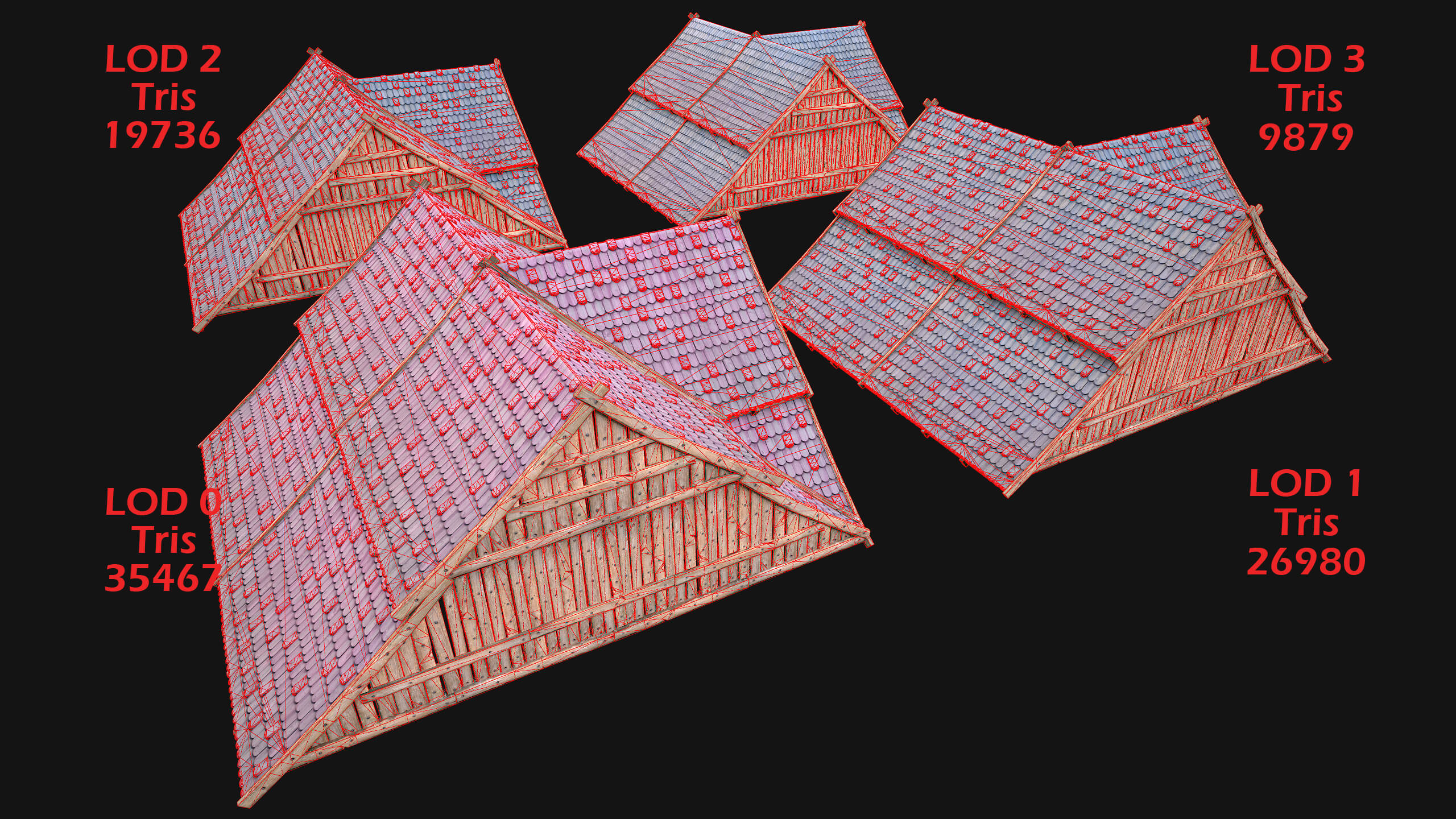 Medieval Tiled Roof for House - 3D Model by Dereza