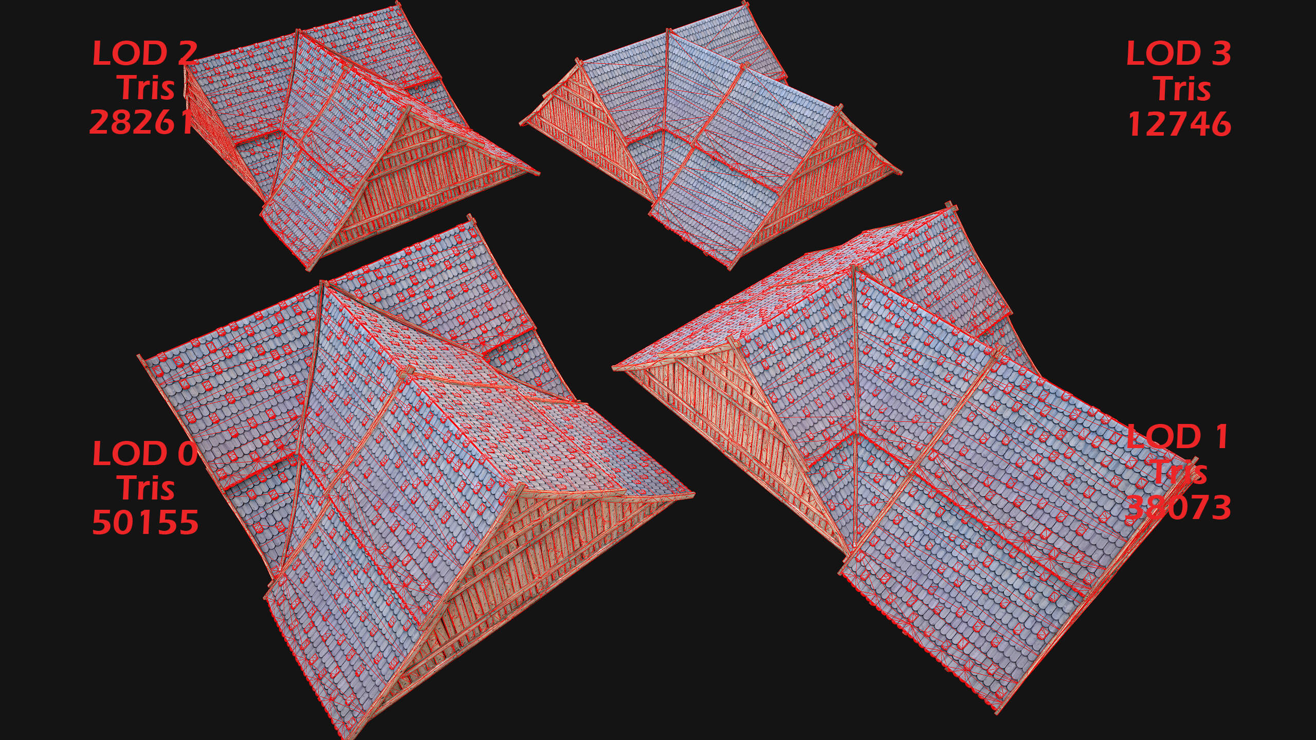 Medieval Tiled Roof for House - 3D Model by Dereza
