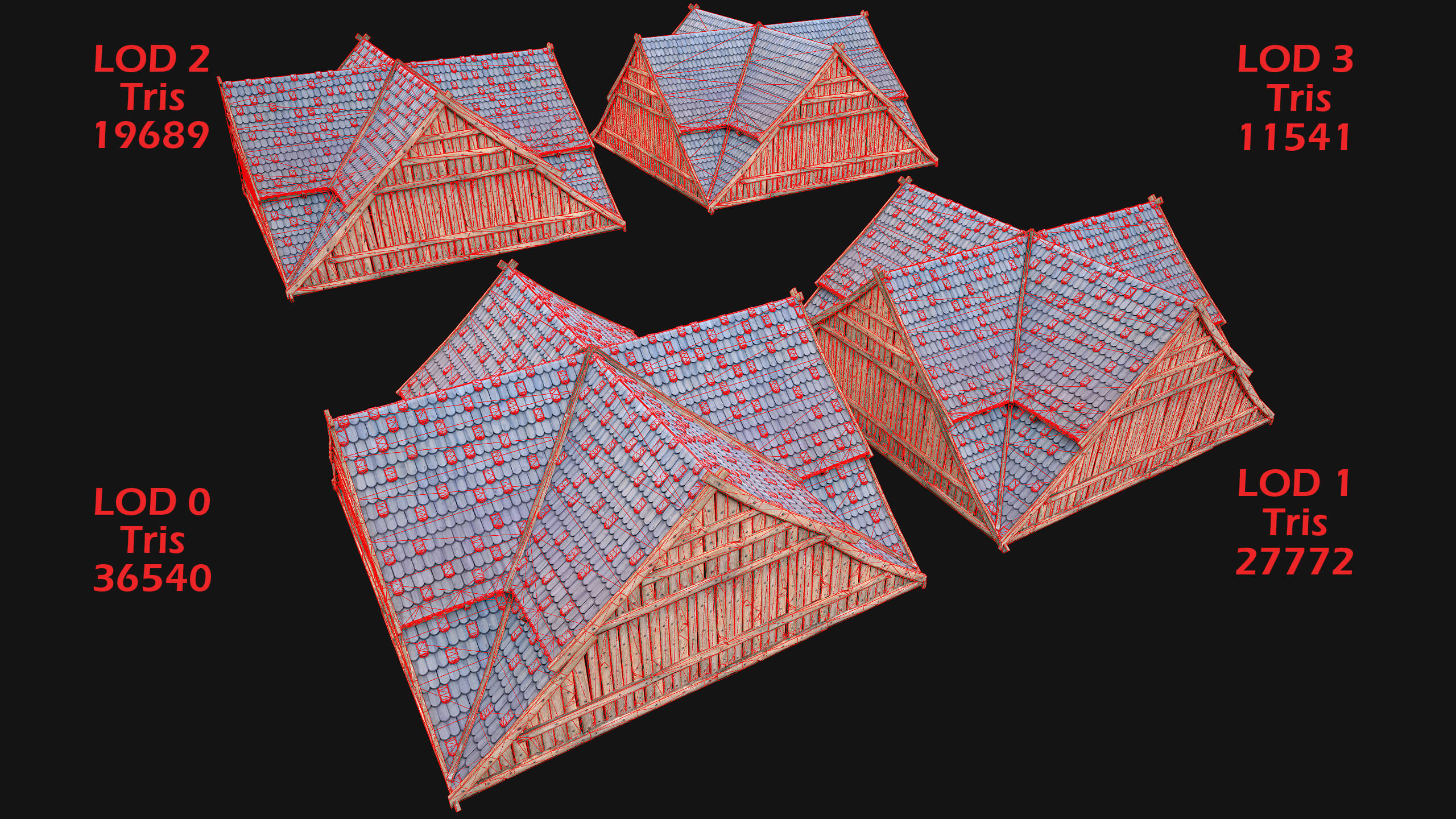 Medieval Tiled Roof for House - 3D Model by Dereza