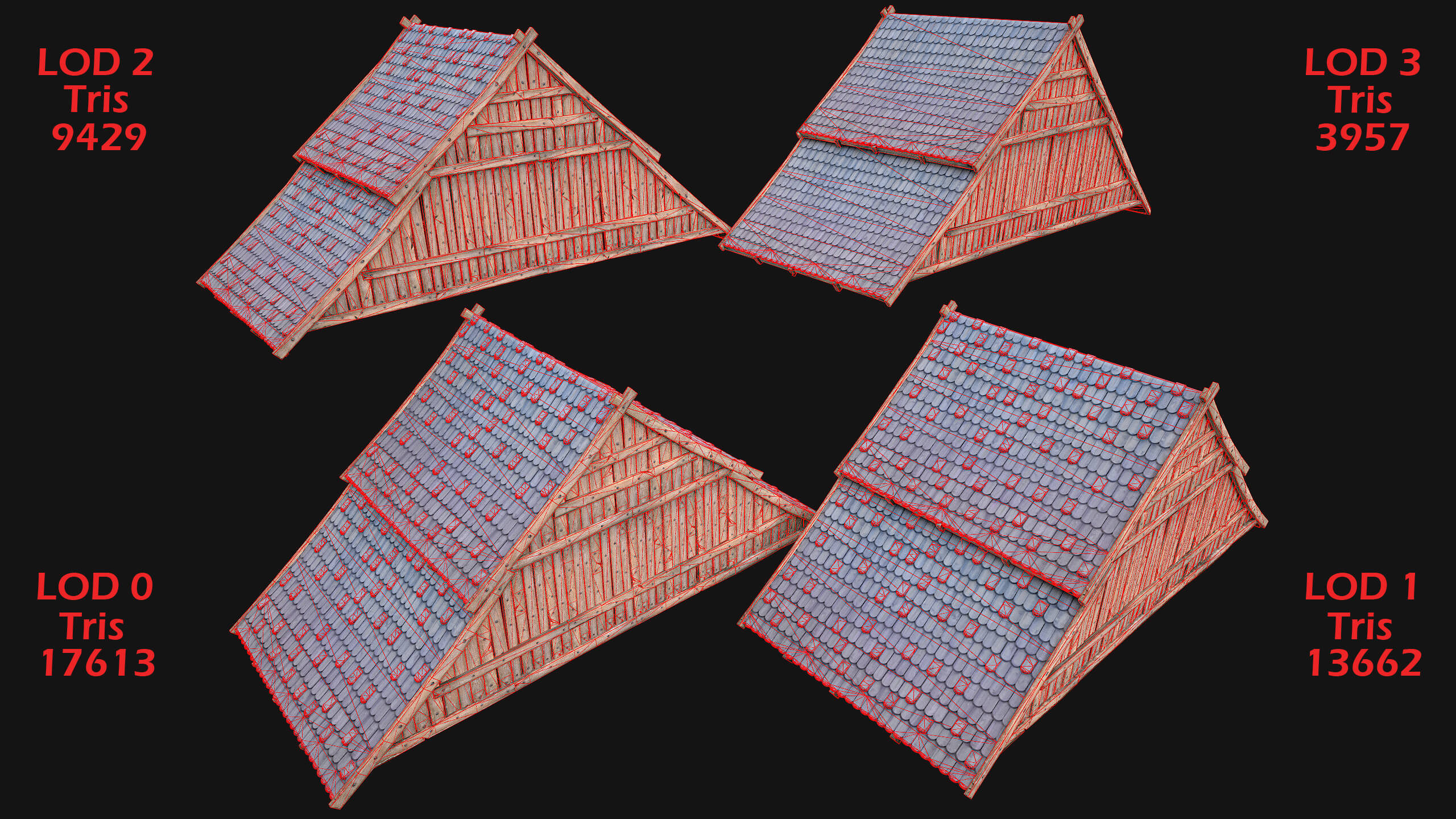 Medieval Tiled Roof for House - 3D Model by Dereza